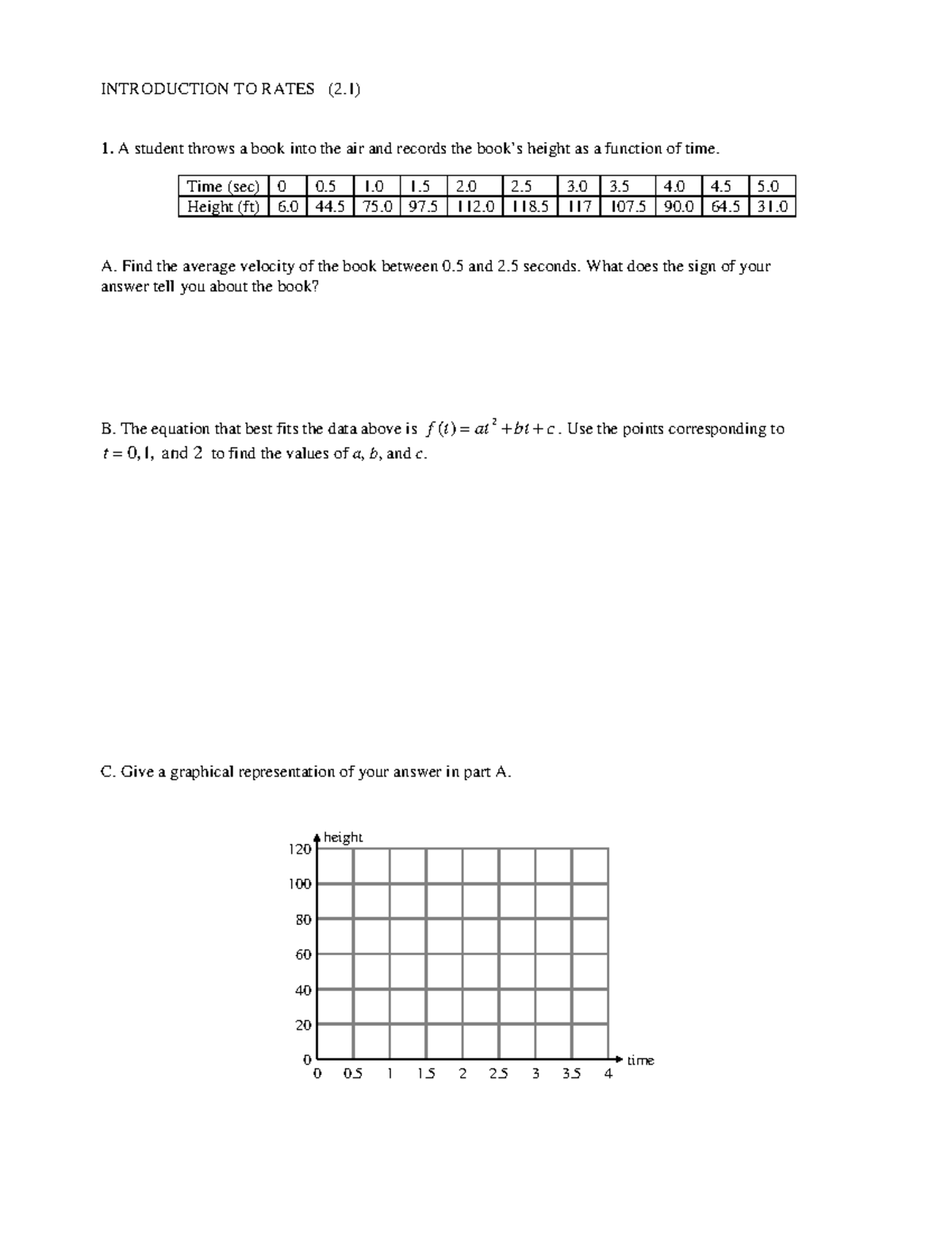 Intro To Rates - Practice - INTRODUCTION TO RATES (2) 1. A student ...