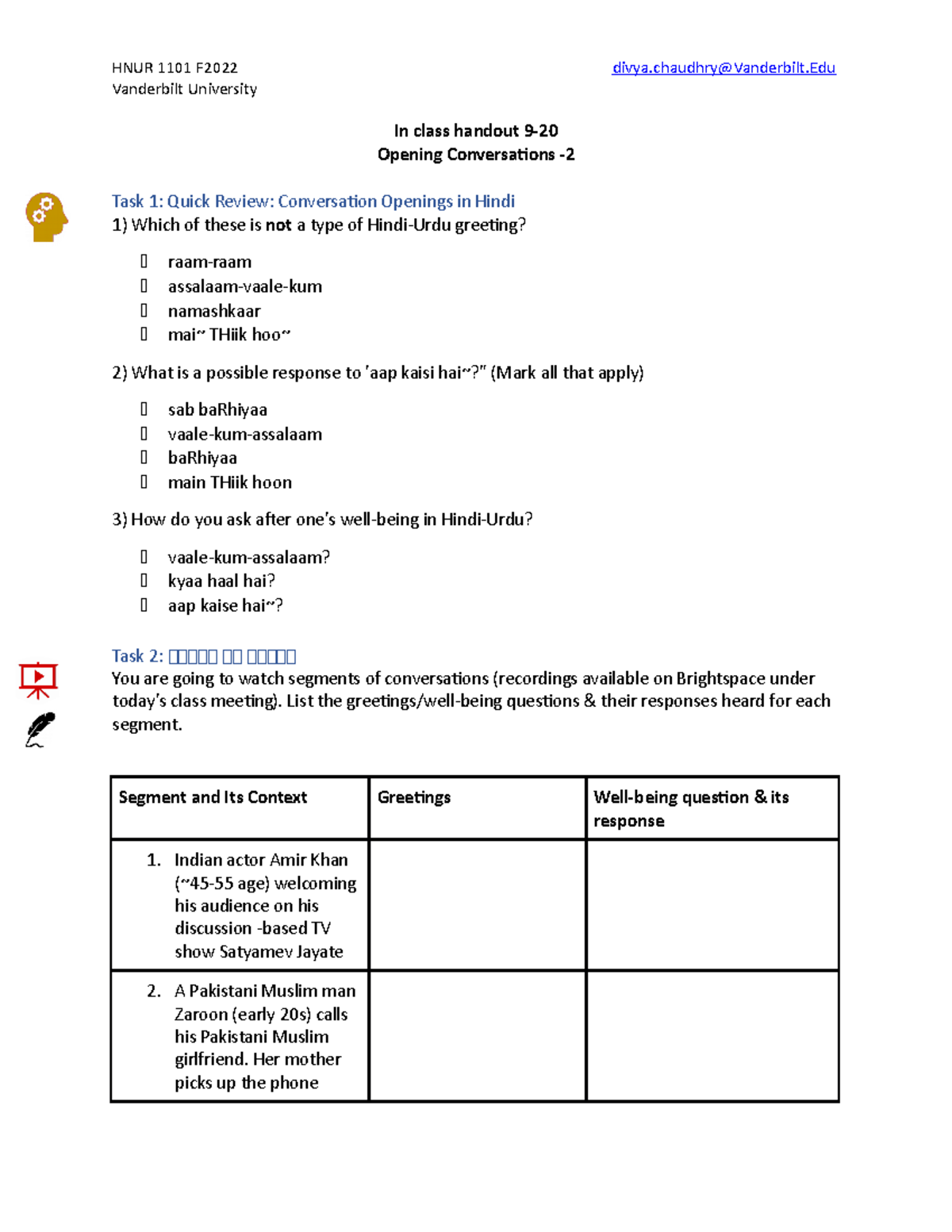 9-20 In class handout-openings - HNUR 1101 F2022 divya@Vanderbilt ...