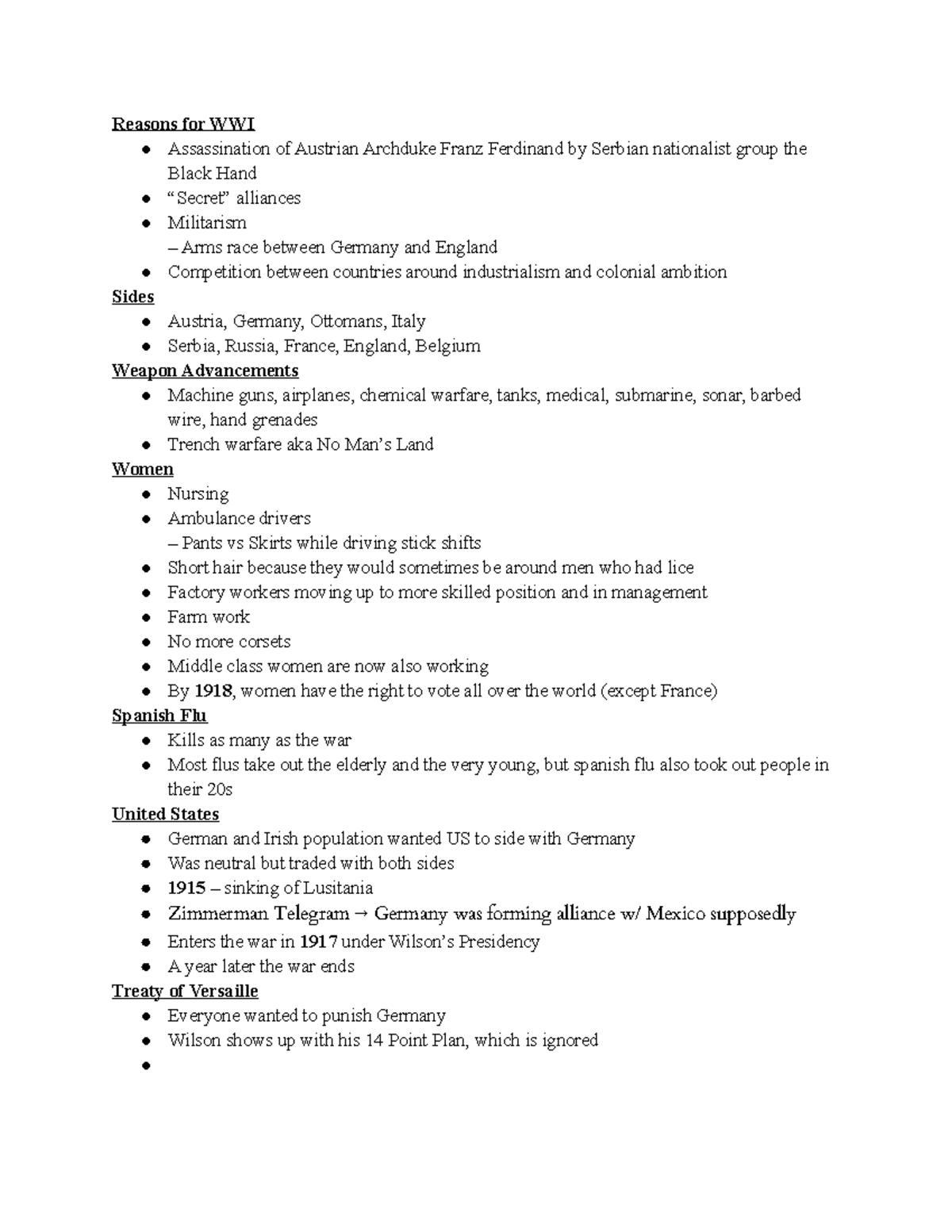 World War I - Lecture Notes - Reasons for WWI Assassination of Austrian ...