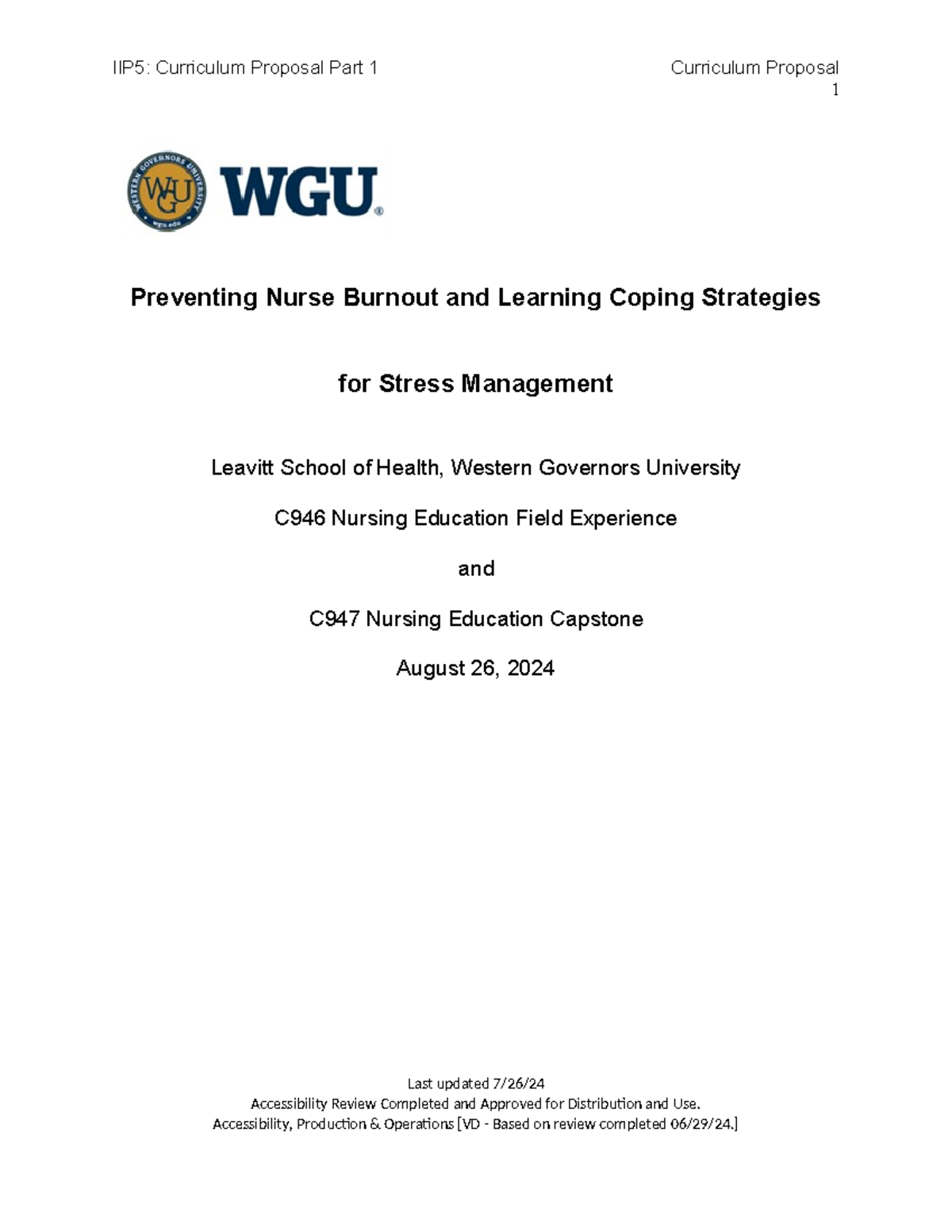 C946 C947Curriculum Proposal Preventing Nurse Burnout and Learning ...