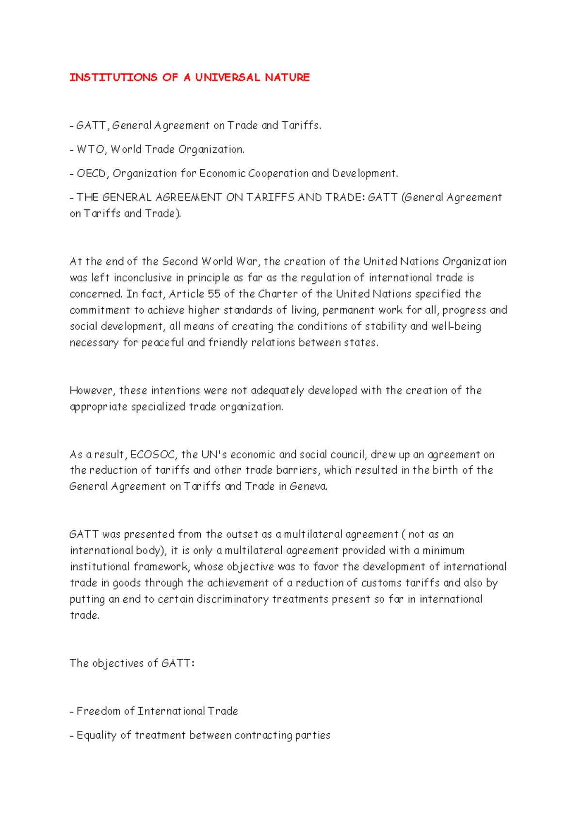 Institutions OF A Universal Nature 4 - INSTITUTIONS OF A UNIVERSAL ...