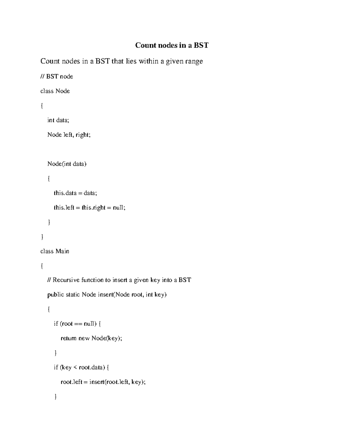 Count nodes in a BST - Studocu