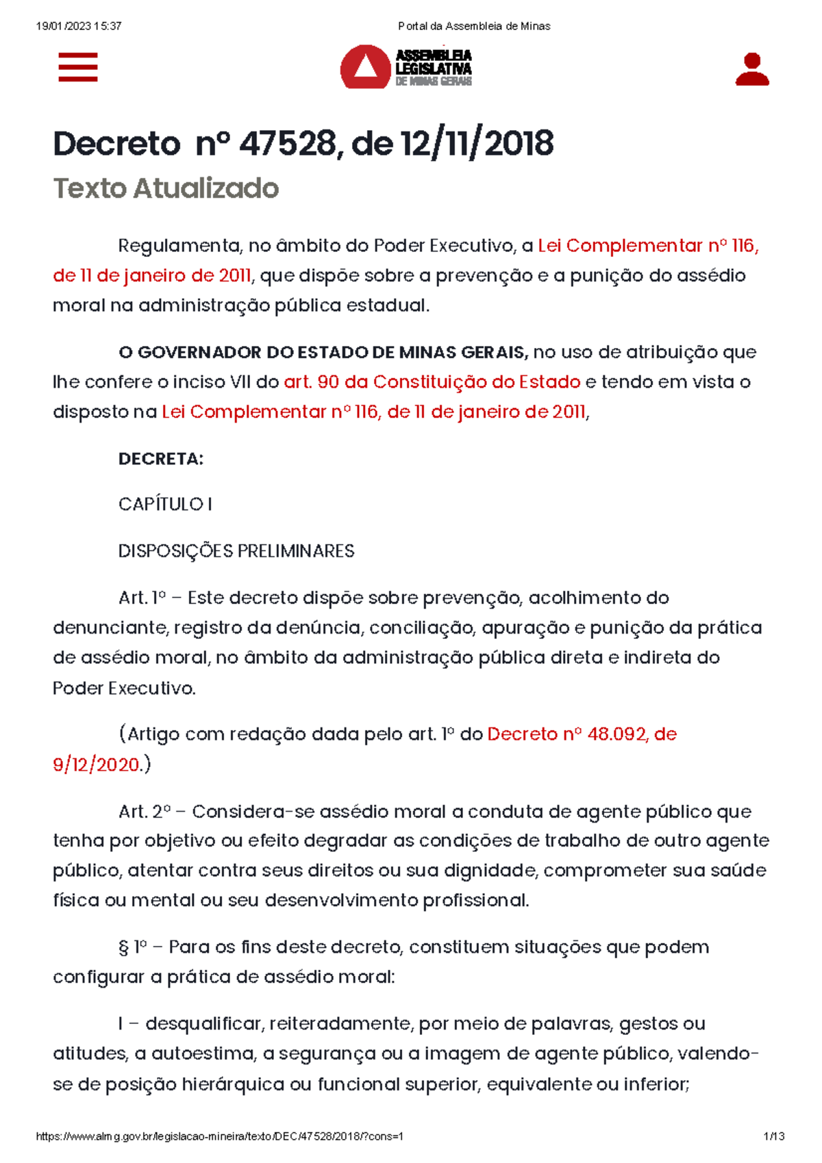 Decreto nº 47528, de 12-11-2018 - Decreto nº 47528, de 12/11/ Texto ...