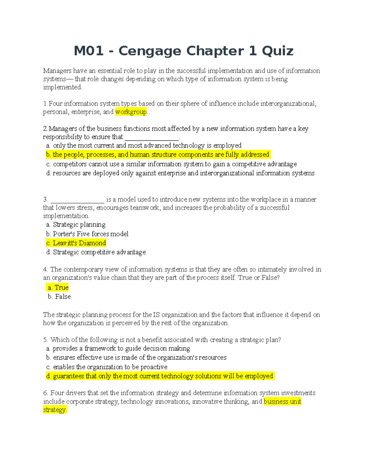 INFM109 M01 - Cengage Chapter 1 Quiz - M01 - Cengage Chapter 1 Quiz ...