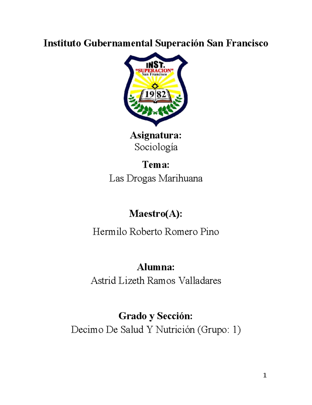 Astrid Ramos, Informe - word - Instituto Gubernamental Superación San ...