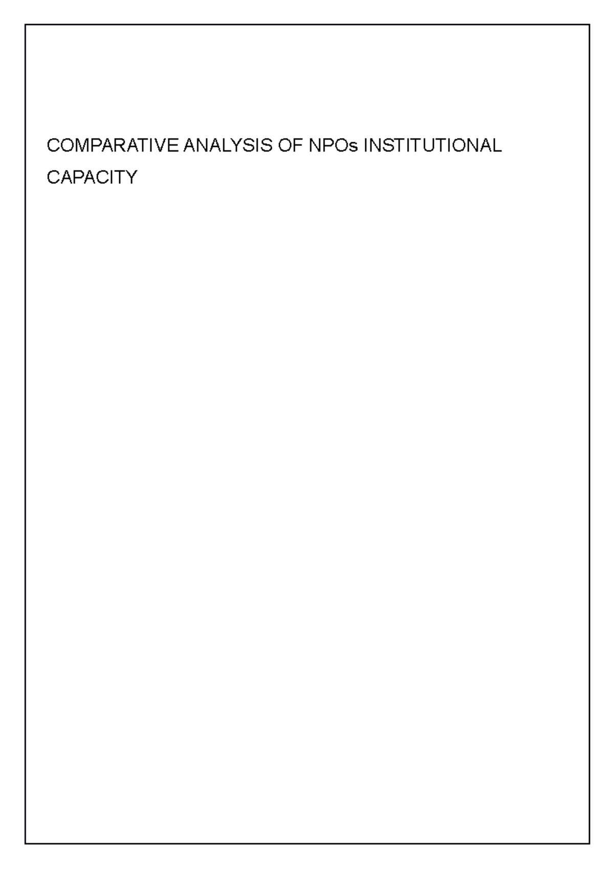 Comparative Analysis OF NPOs Institutional Capacity - COMPARATIVE ...