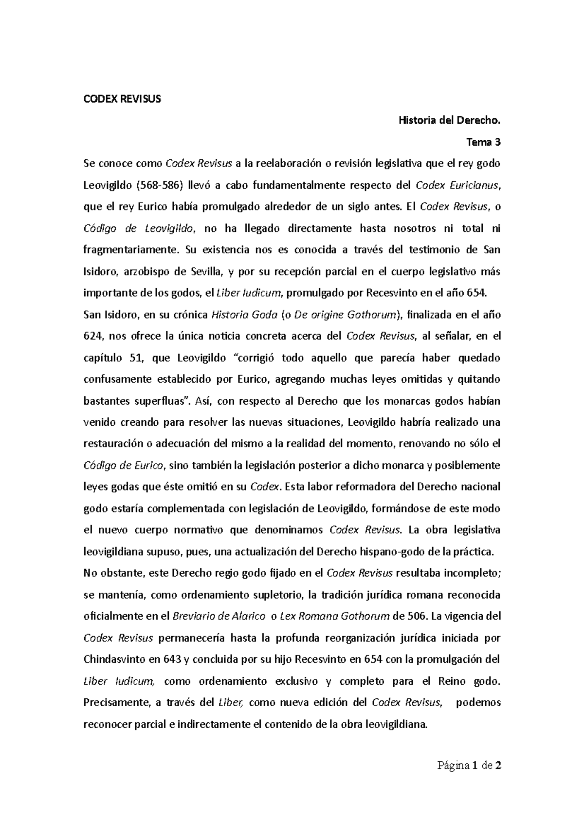 Codex Revisus - Textos de la asignatura de la Historia del Derecho de ...