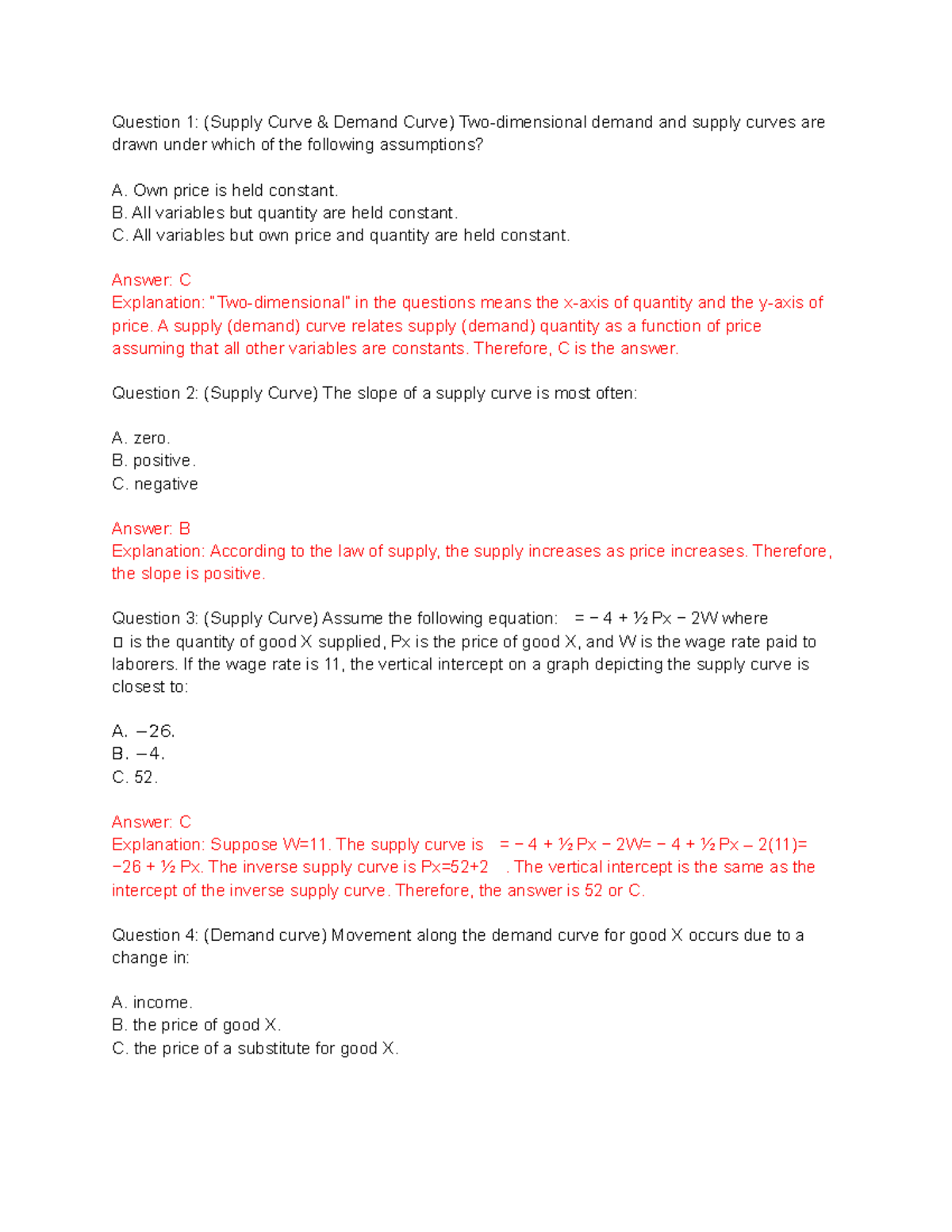 Econ Assignment 2 Solved - Question 1: (Supply Curve & Demand Curve ...