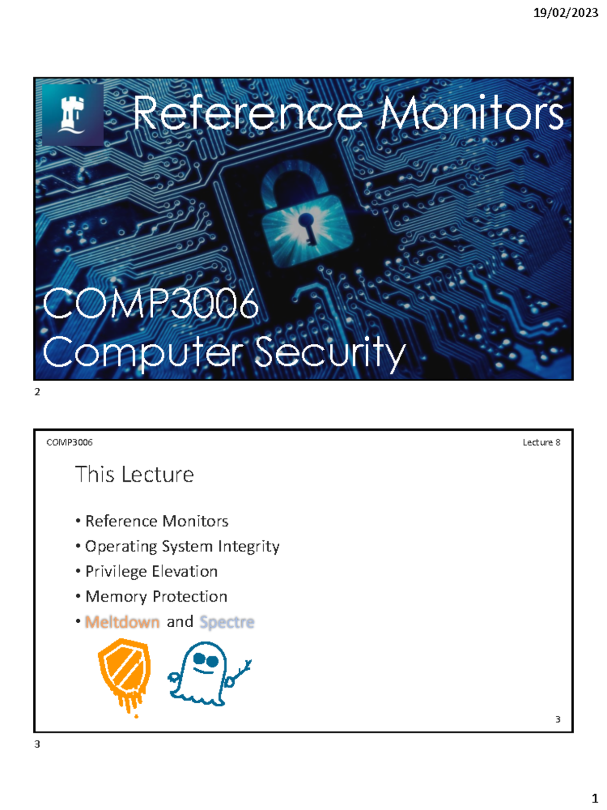 L7 - Reference Monitor - Lecture slides - ####### COMP3006 Lecture 8 ...