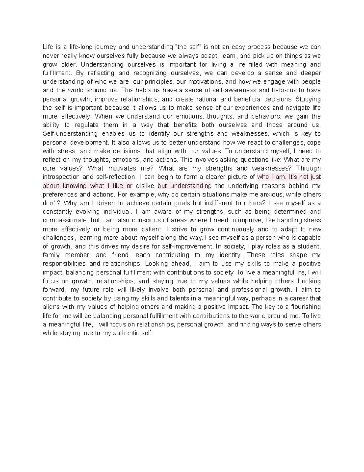 Reflection - Essa - Life is a life-long journey and understanding “the ...