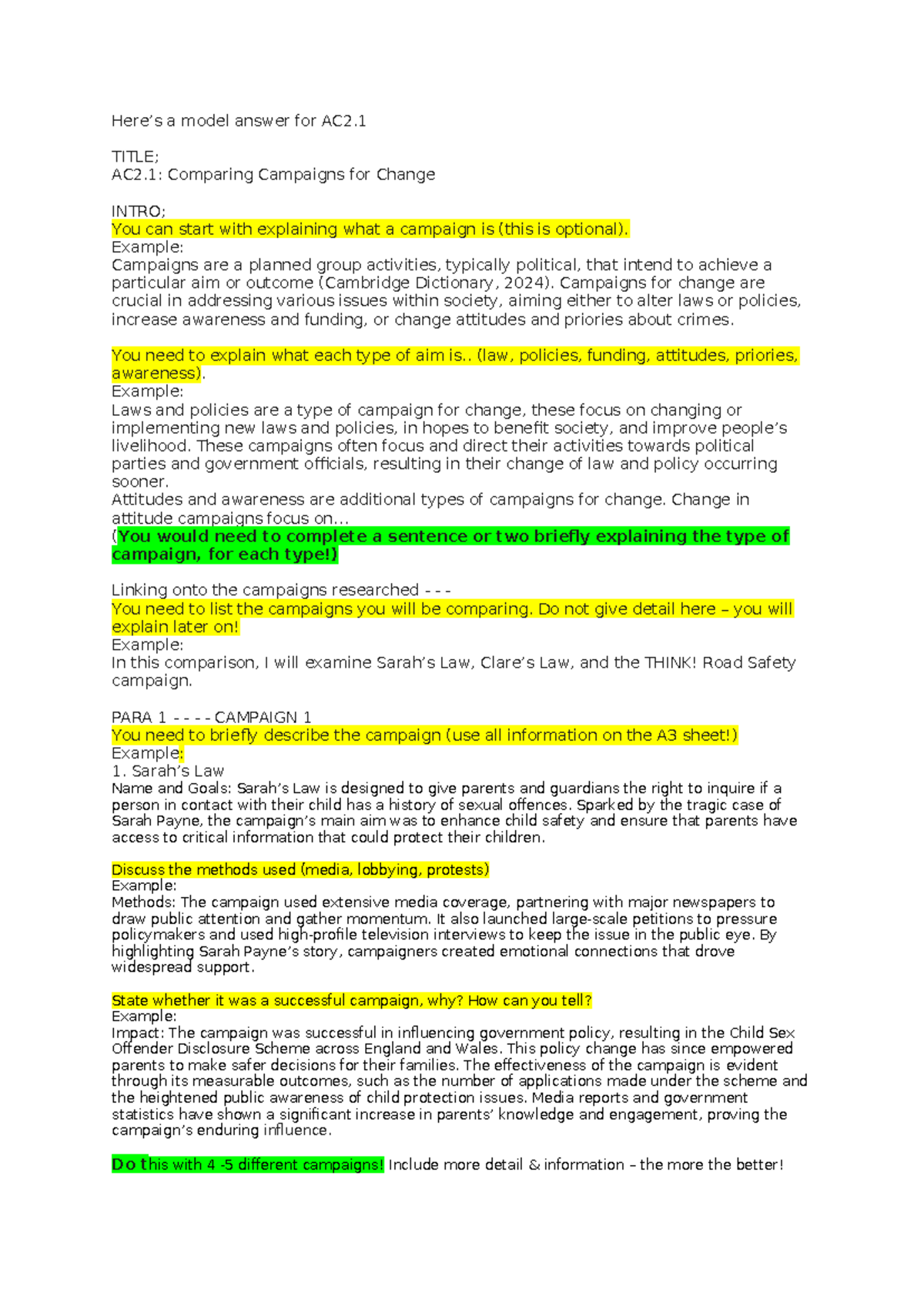Model write up - werite yp - Here’s a model answer for AC2. TITLE; AC2 ...