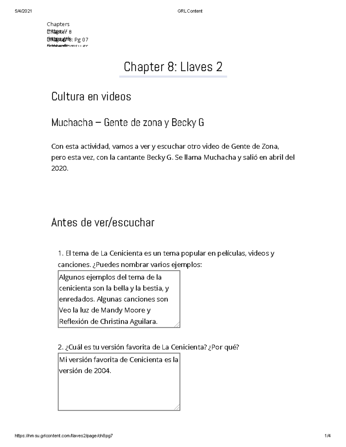 Gente+de+zone - Notes - Chapter 8: Llaves 2 Cultura en videos Muchacha ...