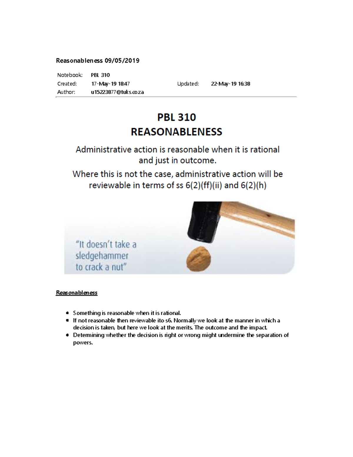 Resonableness - Class notes and powerpoint notes - Notebook: PBL 310 ...