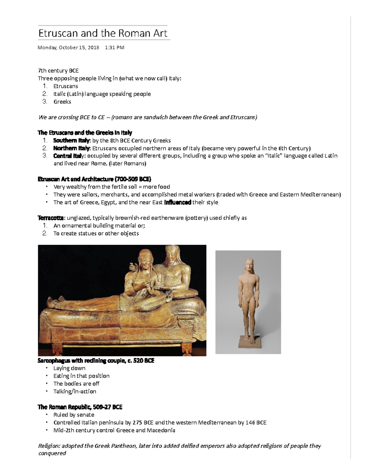 Etruscan and the Roman Art - Etruscan and the Roman Art Monday, October ...