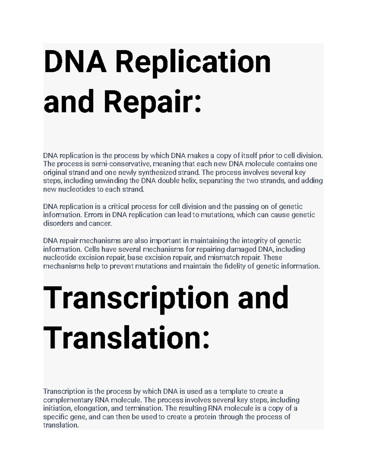 Genetics 5-6 - Units 5 and 6 - DNA Replication and Repair: DNA ...