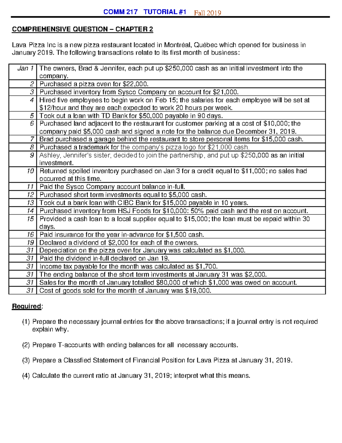 2019 FALL COMM217 Tutorial 1 Question - COMM 217 TUTORIAL #1 WINTER ...