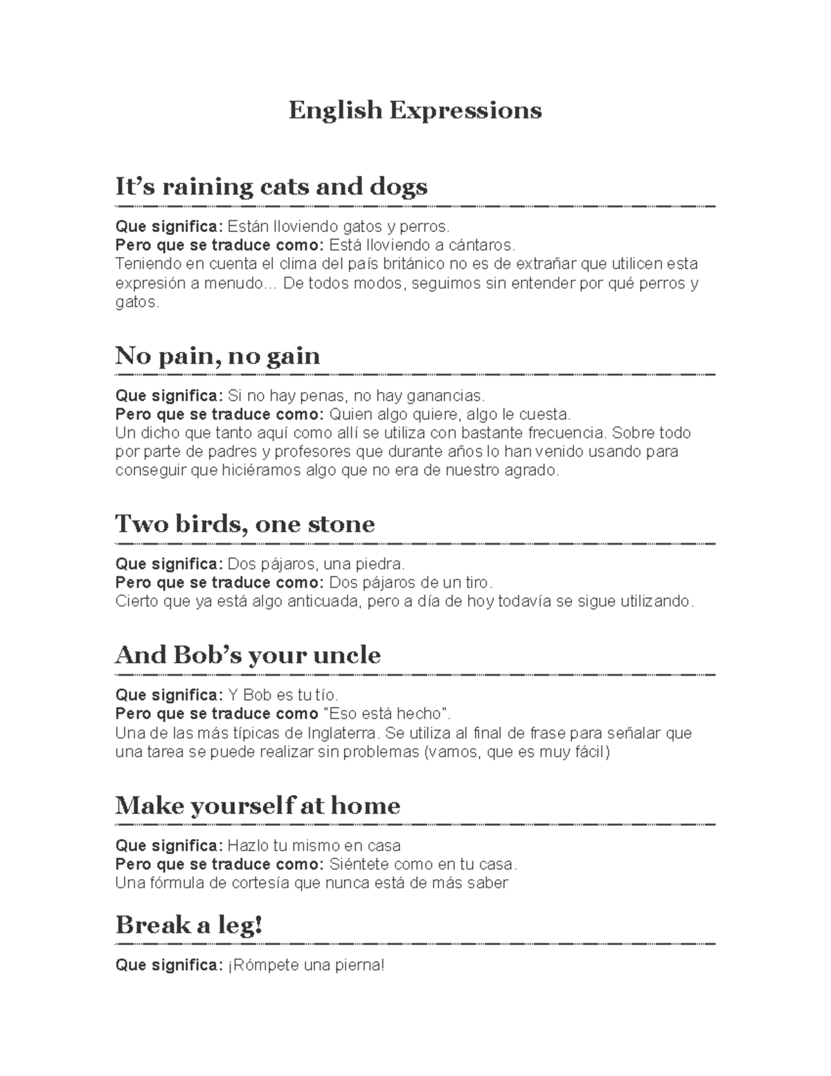 English Expressions - Expresiones en ingles - English Expressions It’s ...