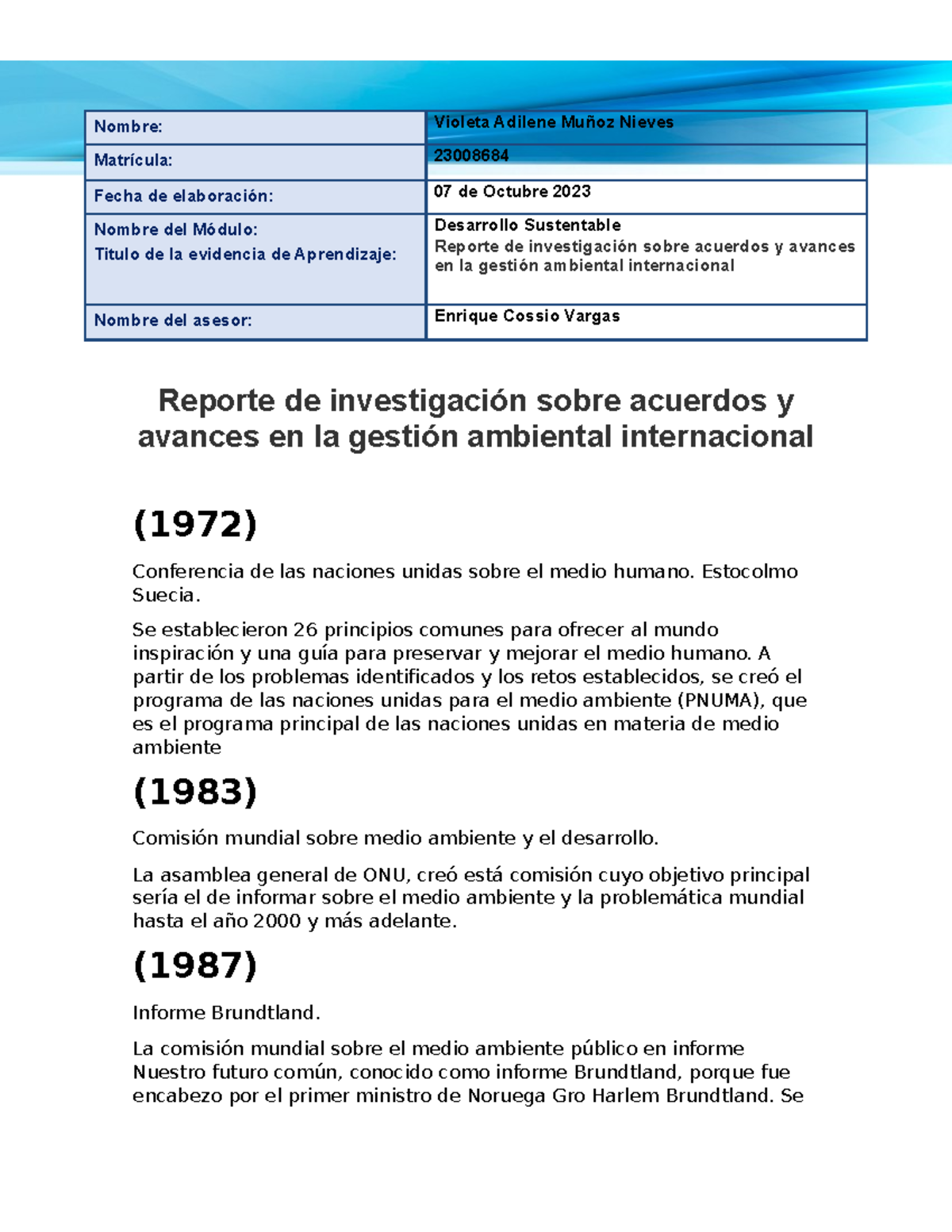 Muñoz Violeta acuerdos en gestión ambiental - Nombre: Violeta Adilene ...
