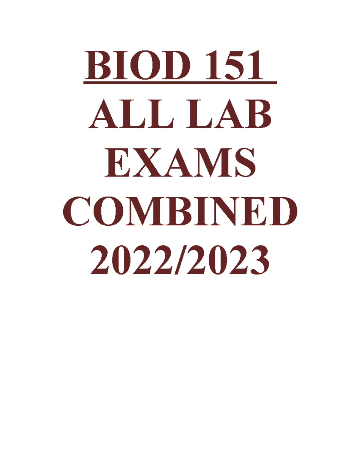 7 BIOD 151 ALL LAB Exams Combined 2022-2023 - BIOD 151 ALL LAB EXAMS ...