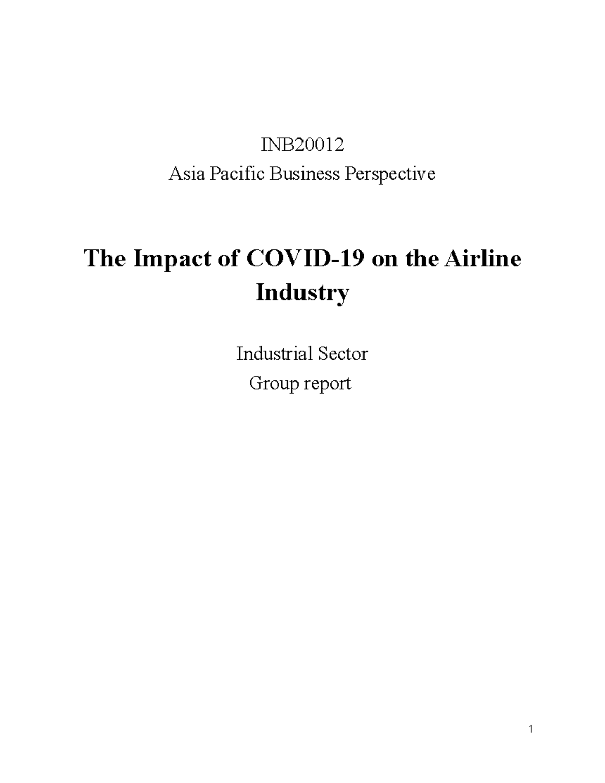 Assignment 2B - Report - INB Asia Pacific Business Perspective The ...