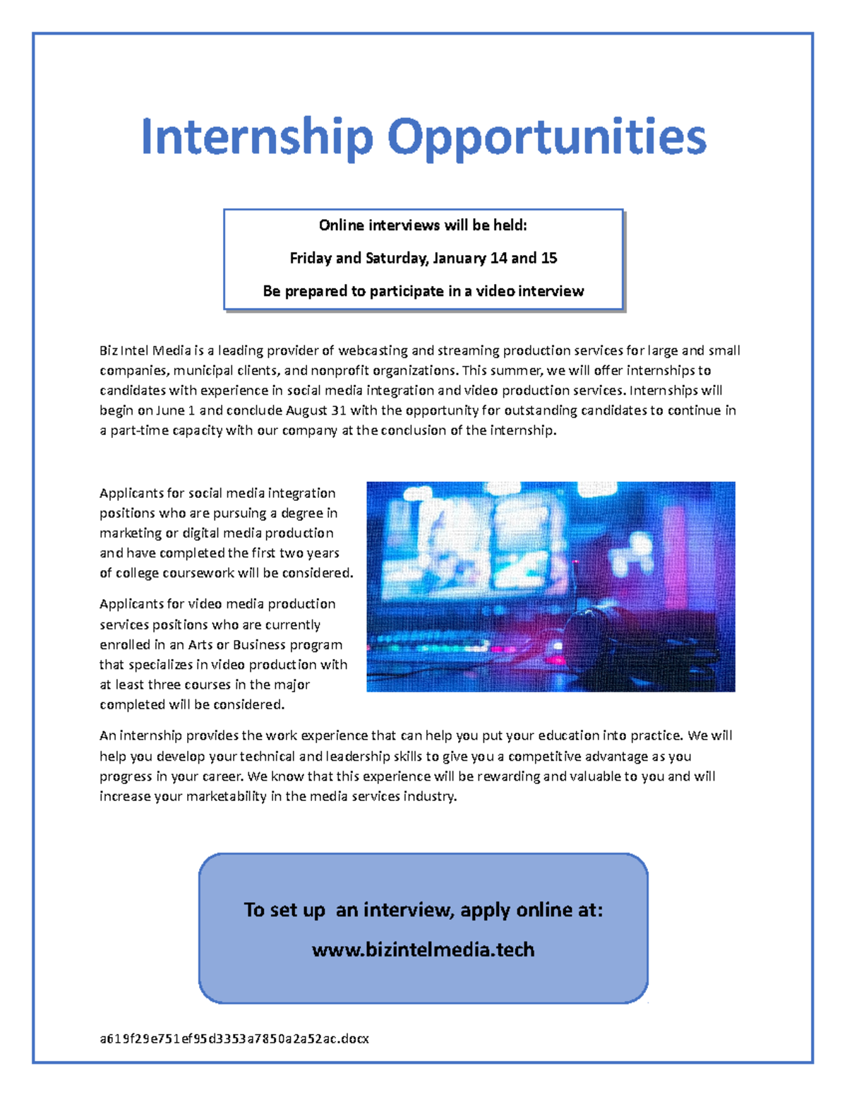 Torres Diego Word 1A Announcement - Internship Opportunities Biz Intel Media is a leading ...