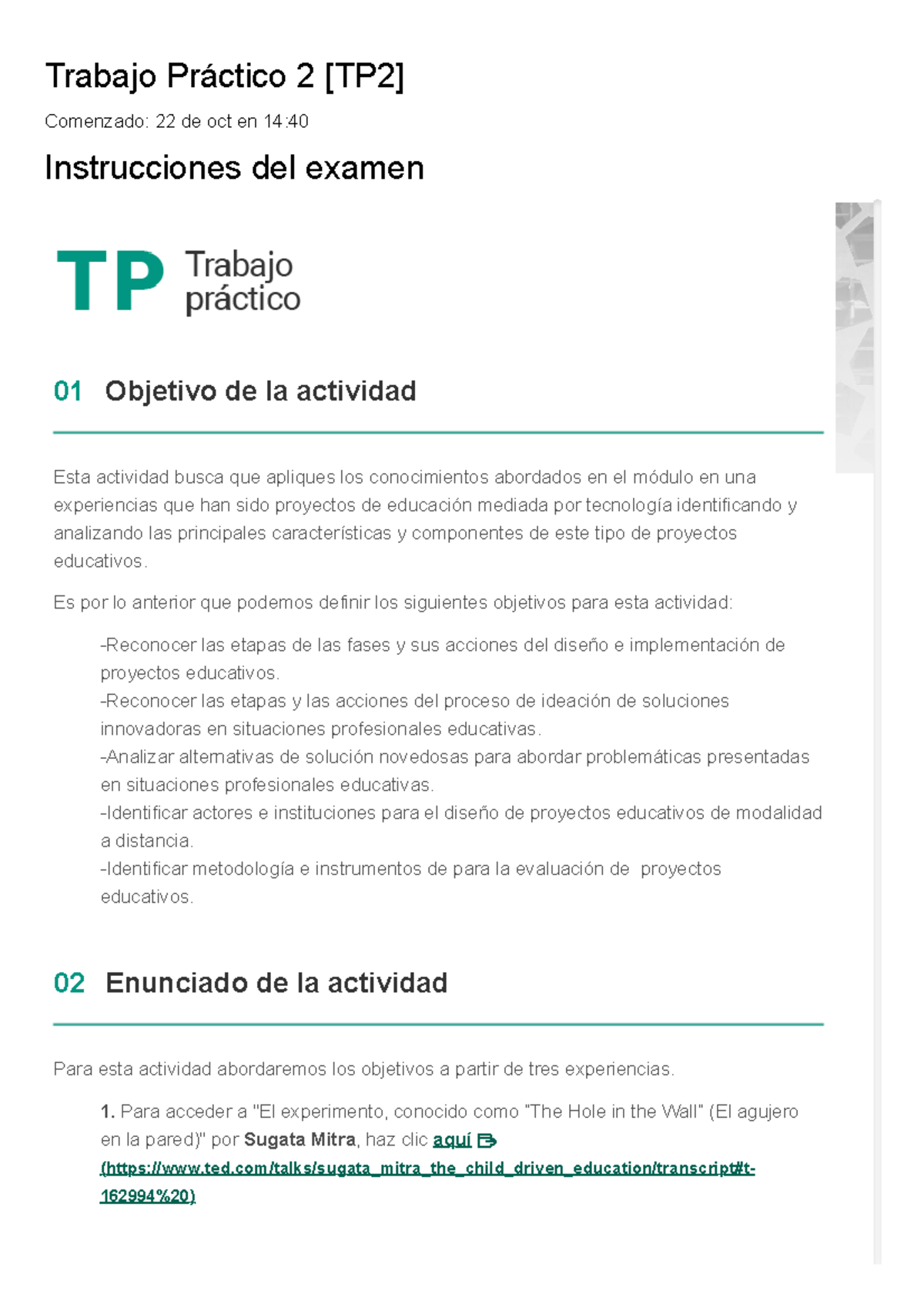 EAD TP 2 - tpn2 - Trabajo Práctico 2 [TP2] Comenzado: 22 de oct en 14: Instrucciones del examen ...