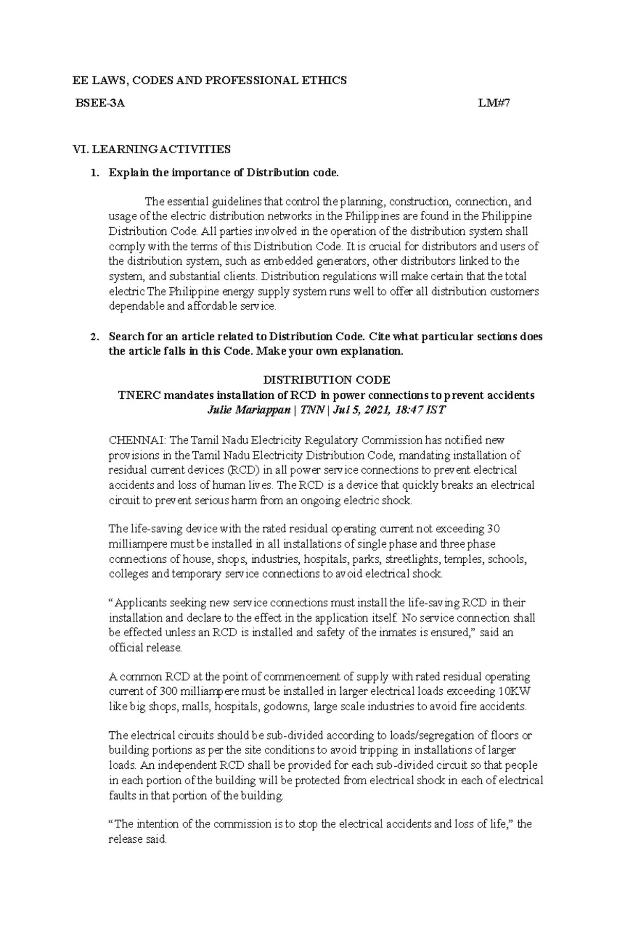 LM7-EE LAWS CODE AND Professional Ethics - EE LAWS, CODES AND ...