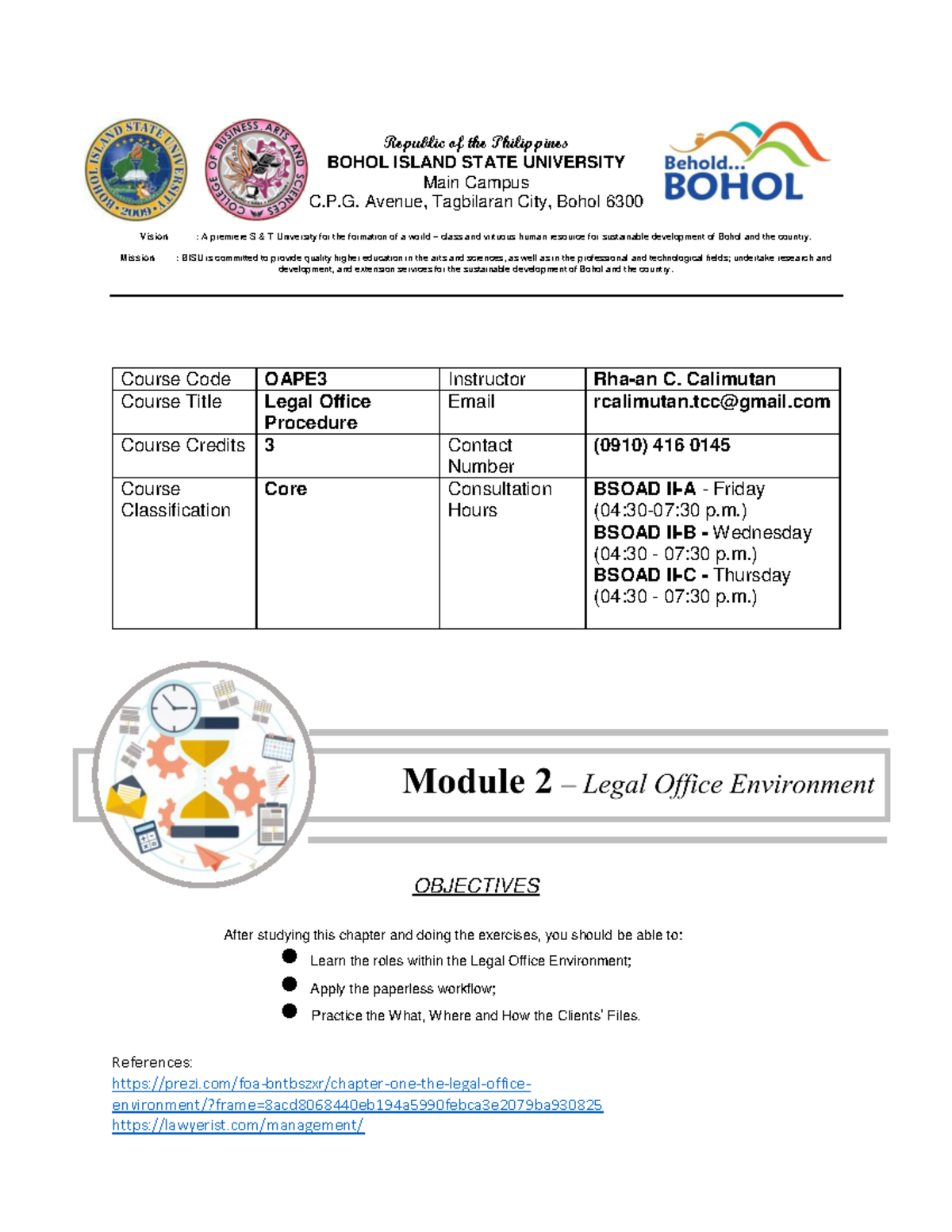 Learning Module 2 (Legal Office Environment) - References: - Studocu
