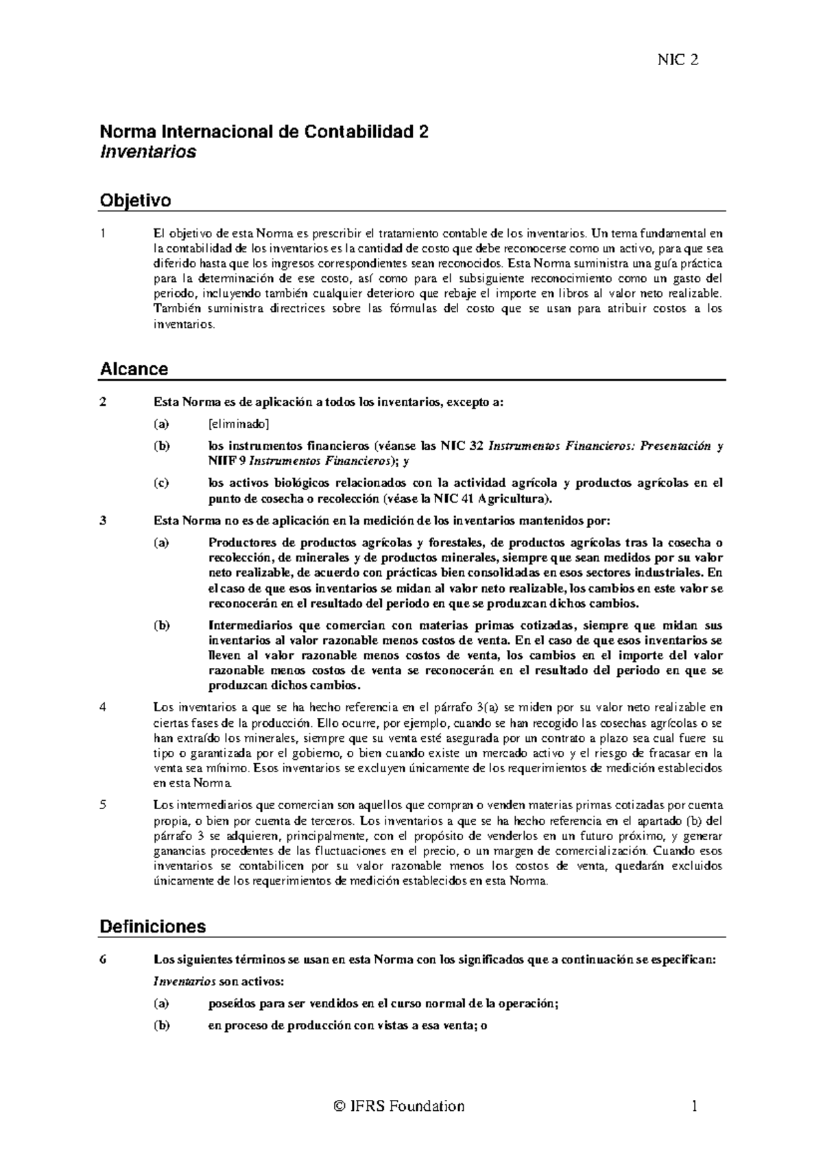 NIC 2 - descripción de nic 2 - Norma Internacional de Contabilidad 2 ...