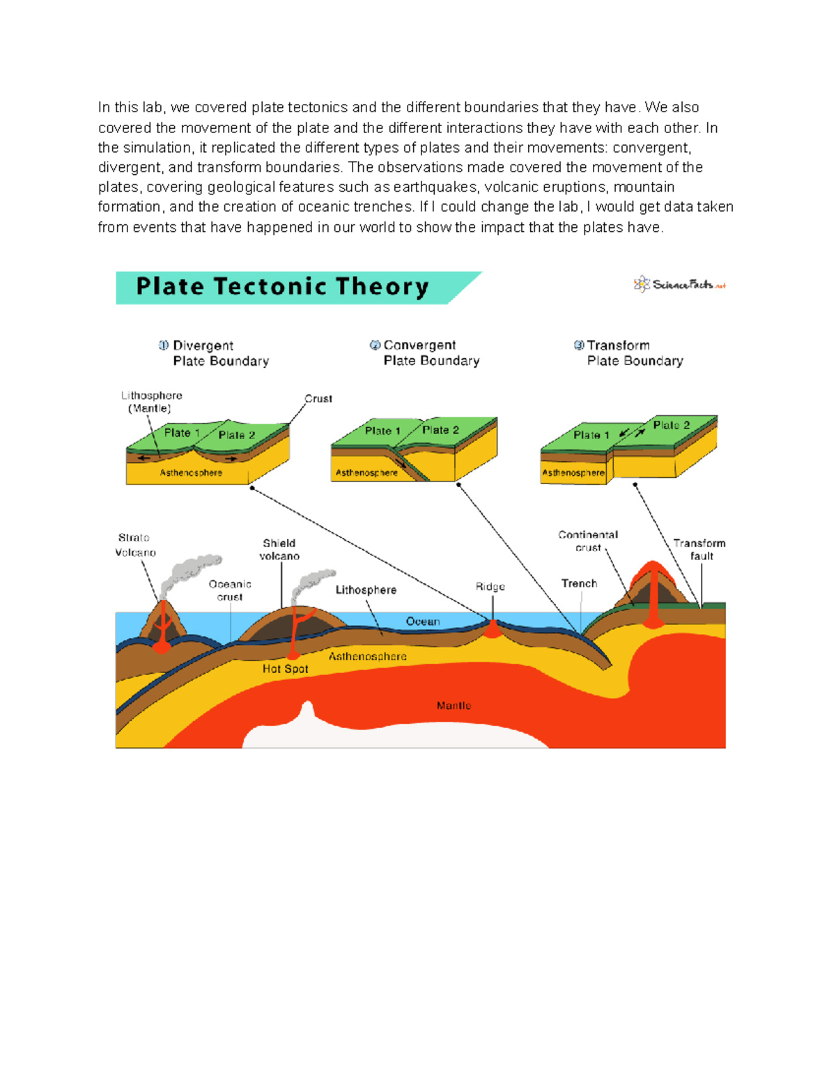 The movement of tectonic plates. - In this lab, we covered plate ...