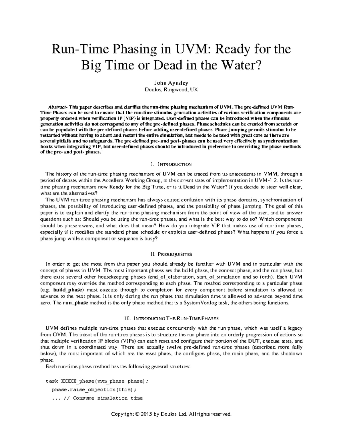 DVCon 2015 Run-Time Phasing ja3c - Run-Time Phasing in UVM: Ready for the Big Time or Dead in ...