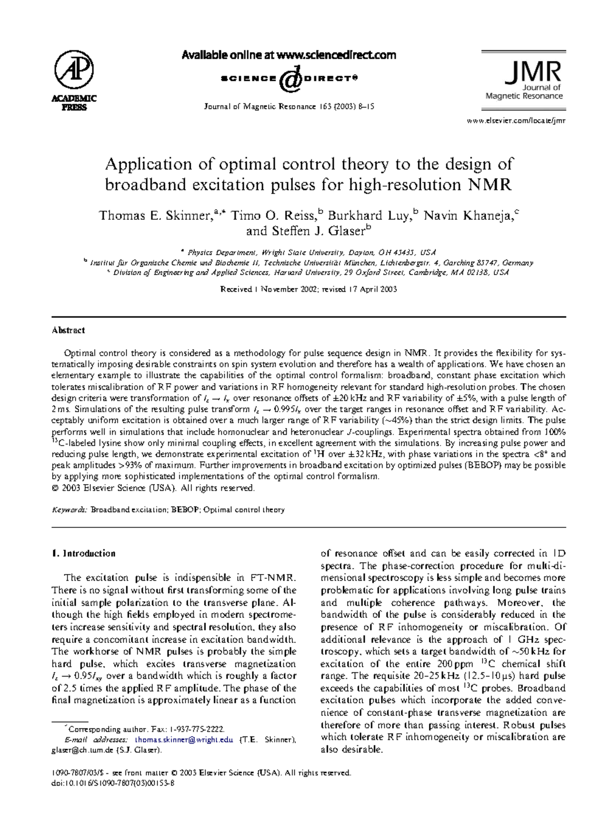 Application of optimal control theory to the design of broadband ...