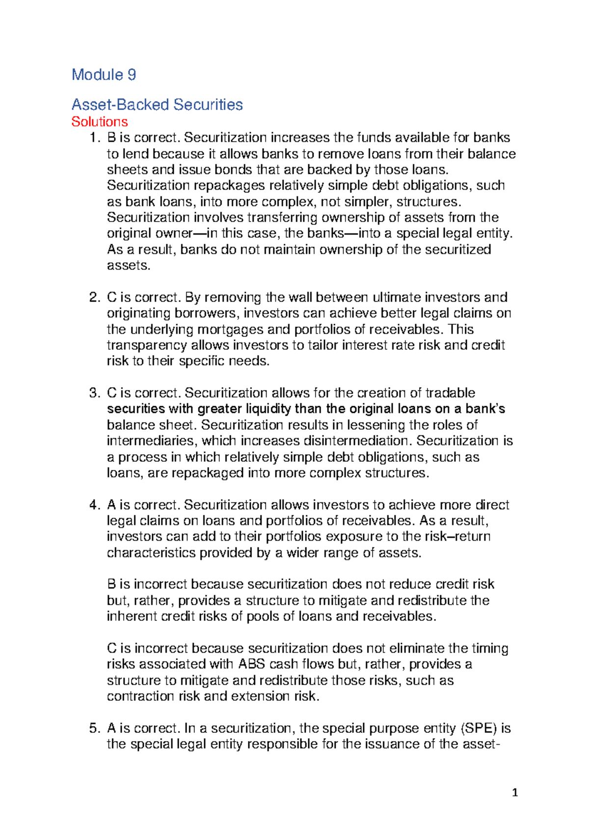 Module 9 Practice Solutions-1 - Module 9 Asset-Backed Securities ...