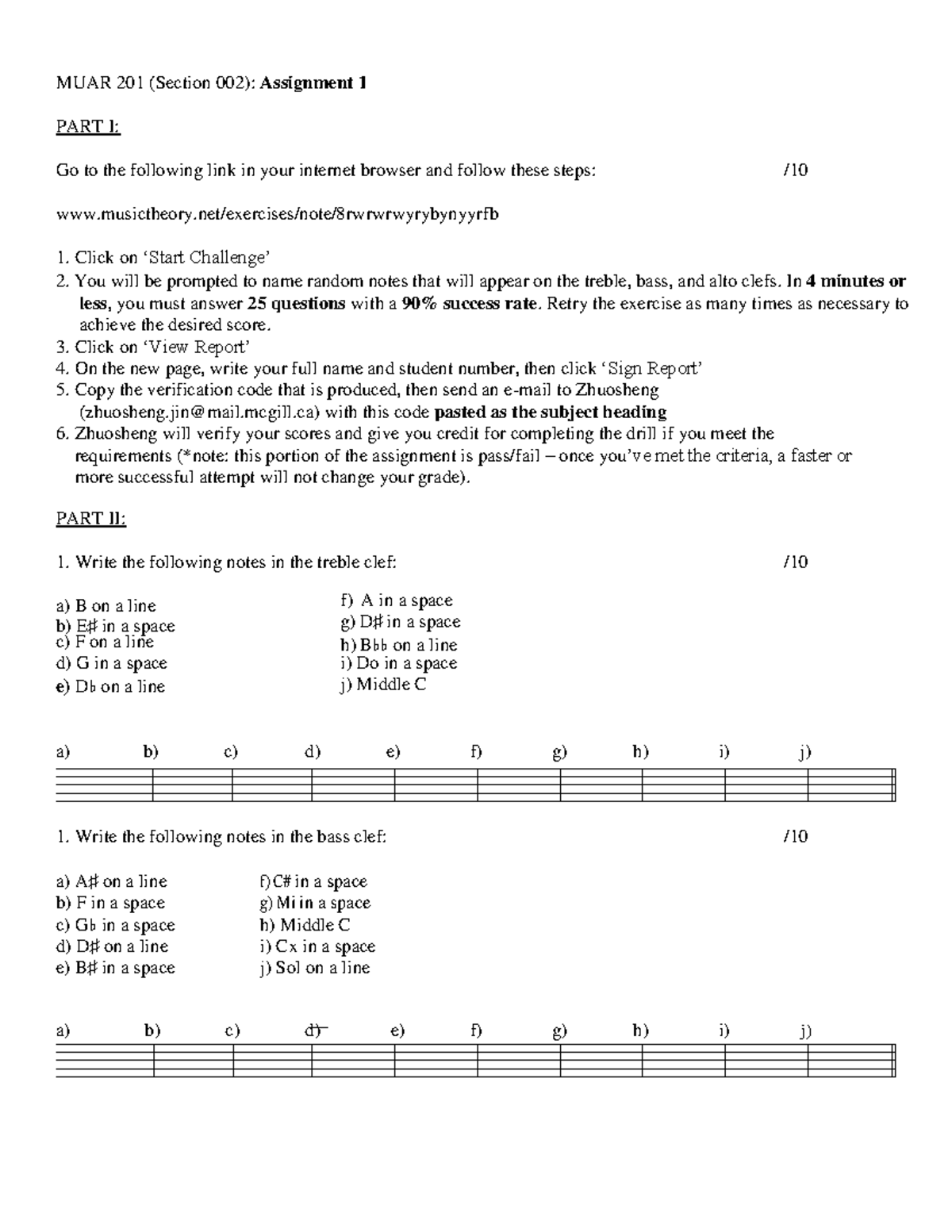 MUAR 201 W2019 Assignment 1 - MUAR 201 (Section 002): Assignment 1 PART ...