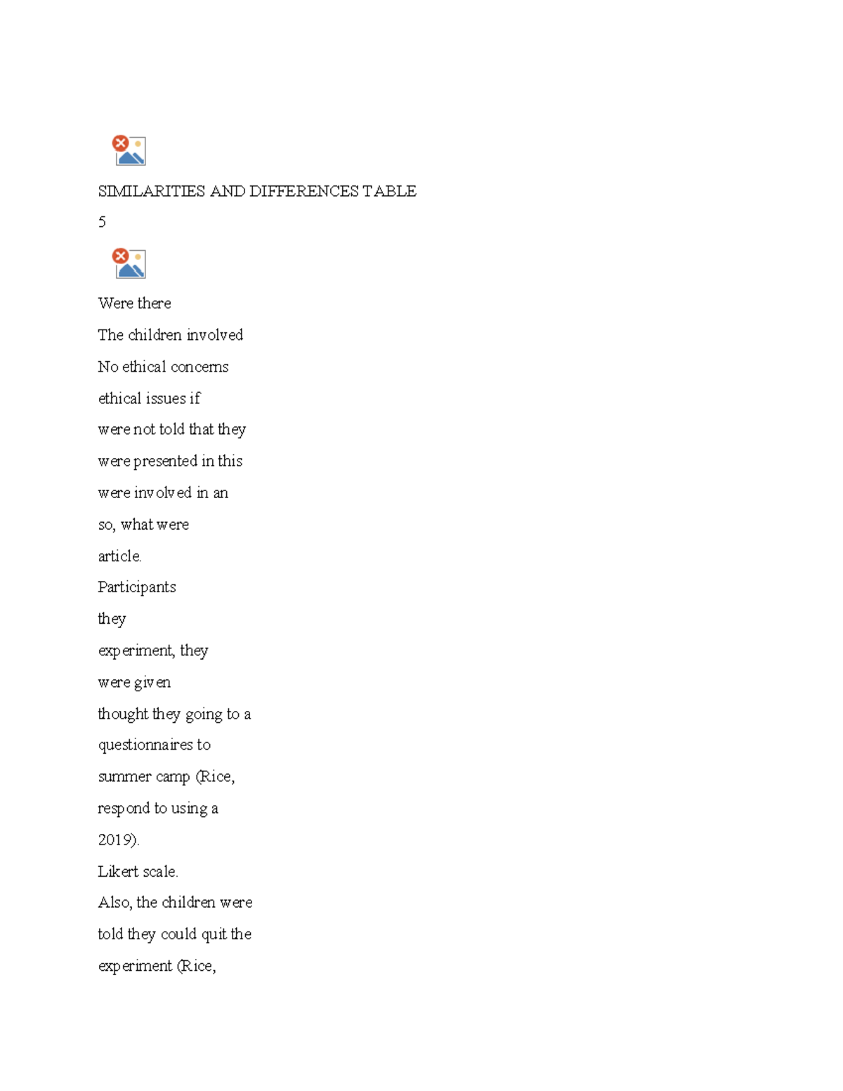 Document 20 - week 3 - SIMILARITIES AND DIFFERENCES TABLE 5 Were there ...