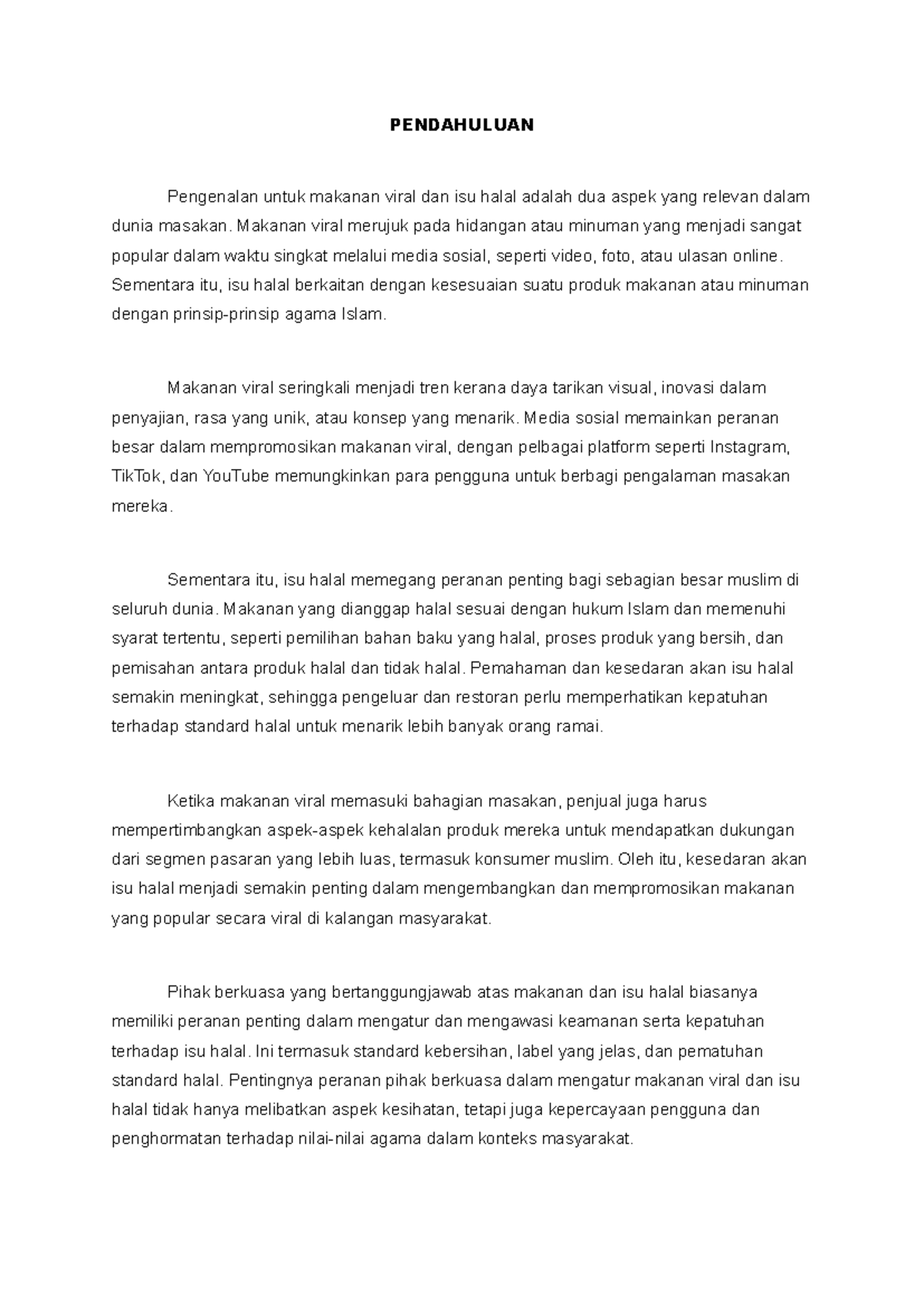 CTU Pendahuluan Objektif Kajian - PENDAHULUAN Pengenalan untuk makanan ...