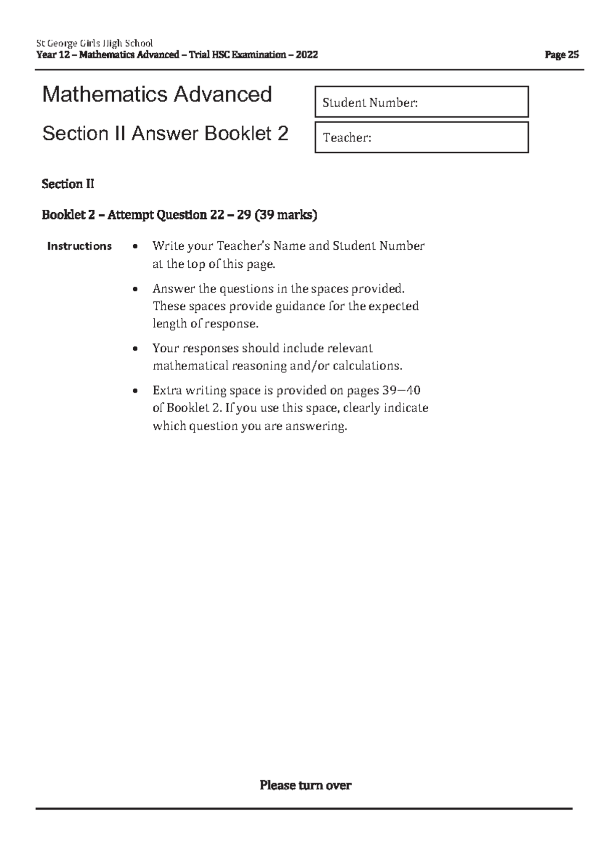 St George Girls 2022 2U Trials - - Studocu