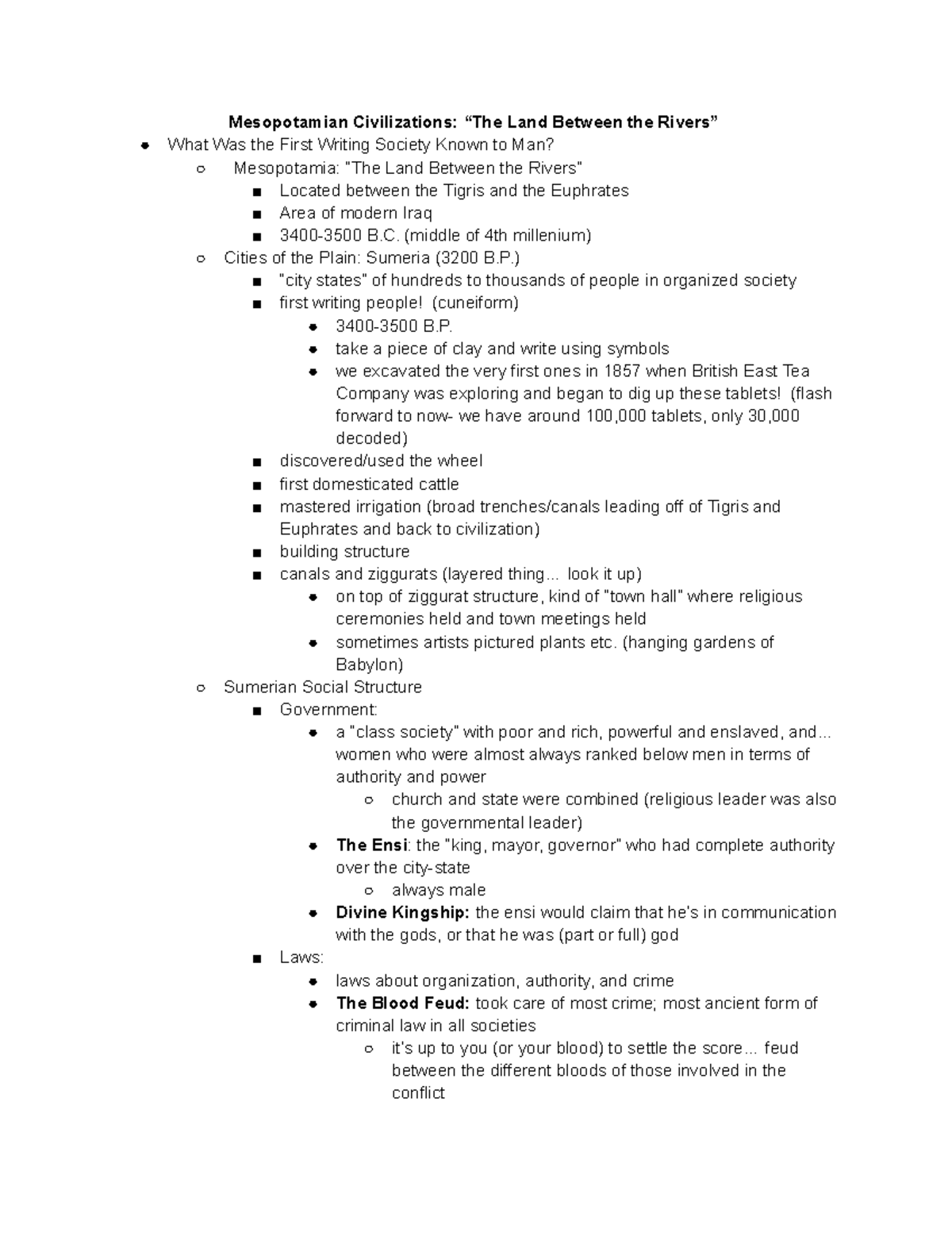 Lecture Topic 2 Mesopotamian Civilizations - Mesopotamian Civilizations ...
