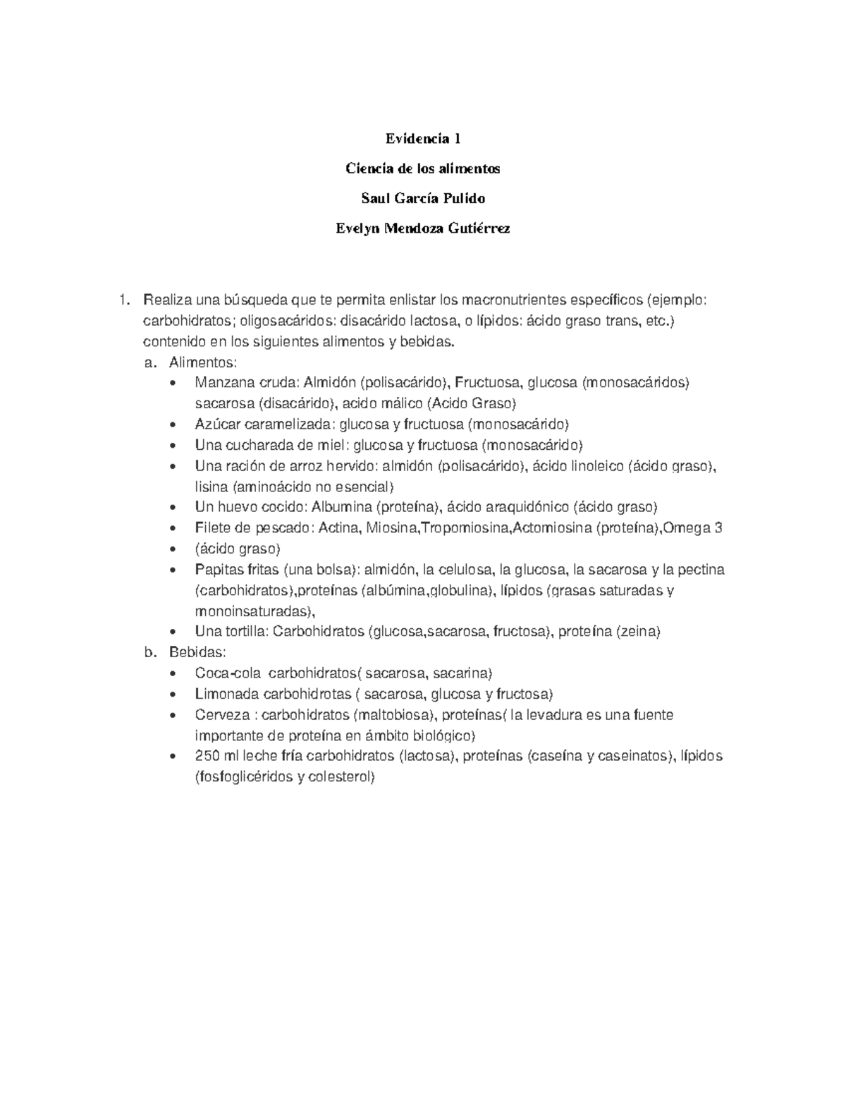 Evidencia 1 ciencias de alimentos - Evidencia 1 Ciencia de los ...