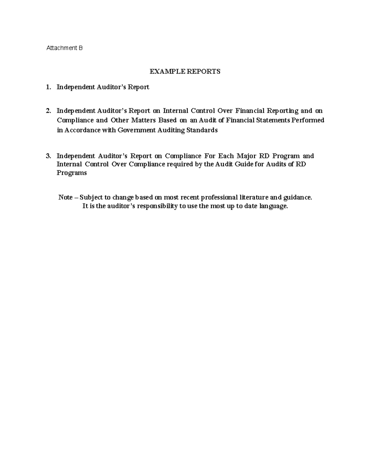 Financial Statement - EXAMPLE REPORTS 1. Independent Auditor’s Report 2 ...