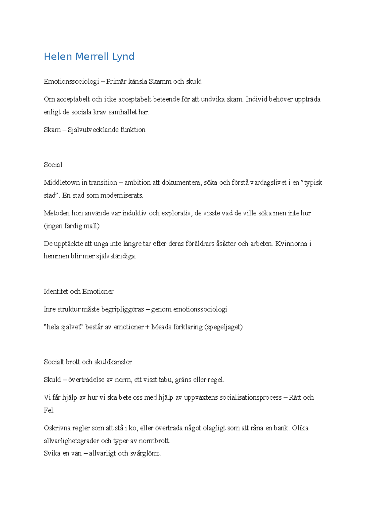 Helen Merrell Lynd - Lynd om Genus - Helen Merrell Lynd ...