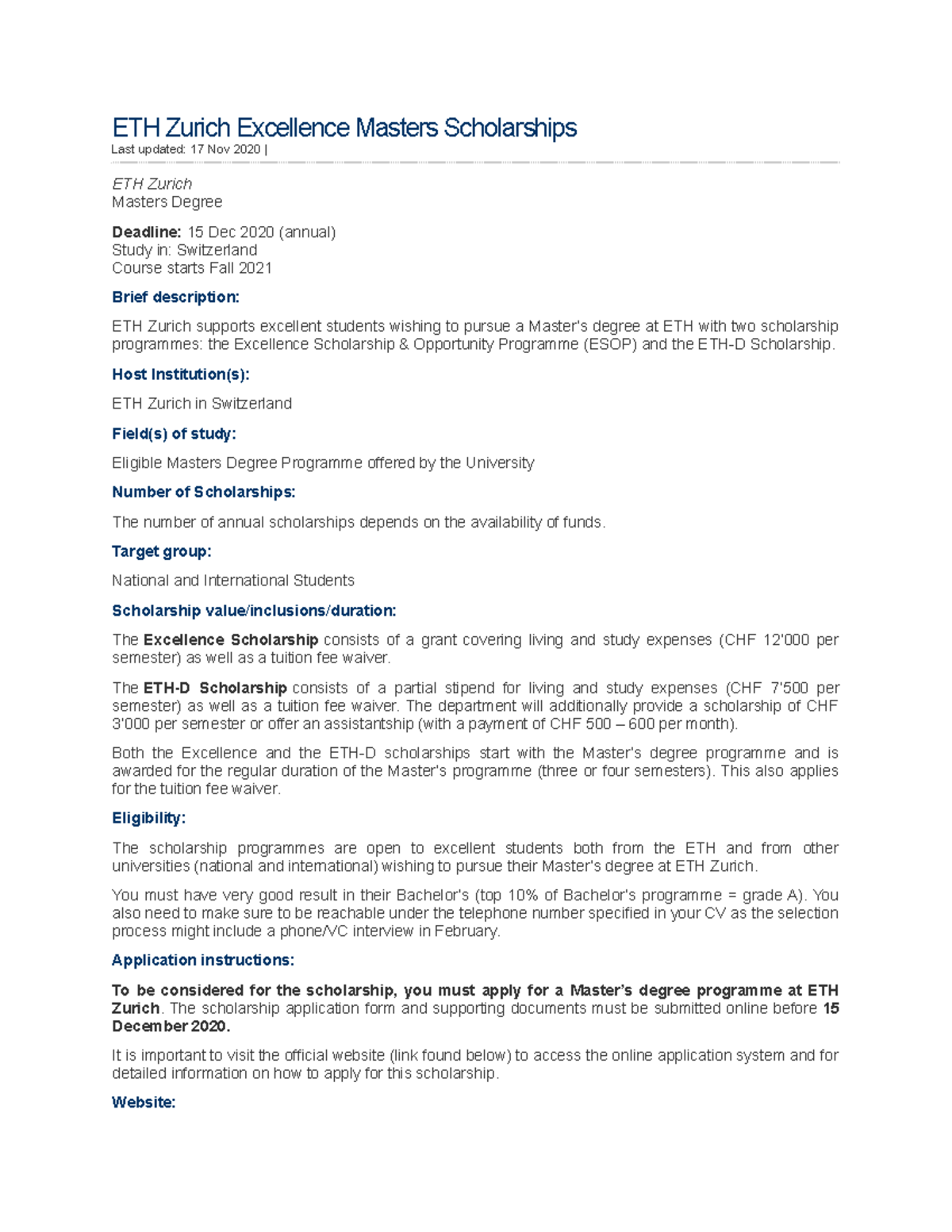 Hobo - Nothing - ETH Zurich Excellence Masters Scholarships Last ...