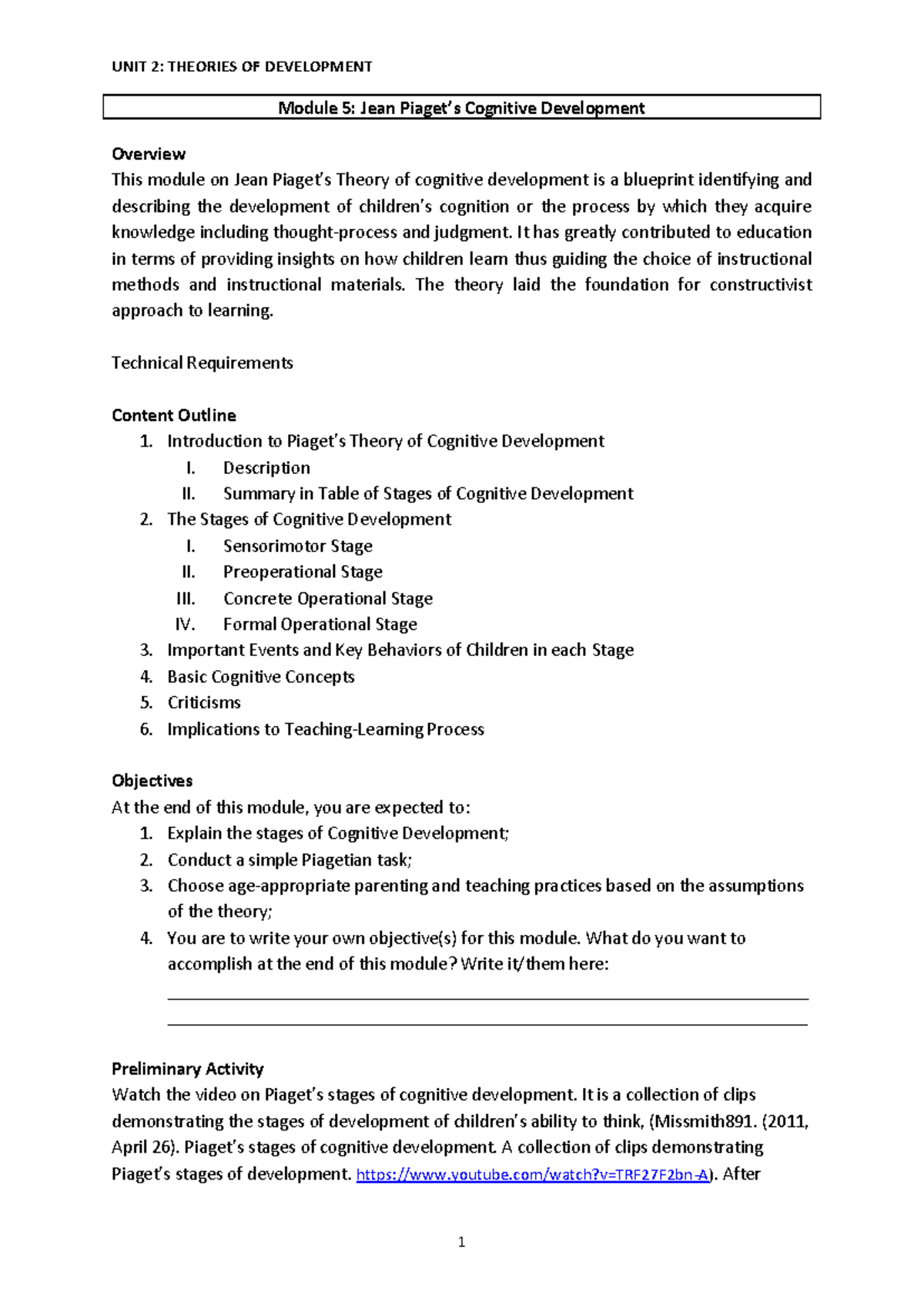 ED 101 Module 5 Cogntive Development -Dr GManingas - UNIT 2: THEORIES ...