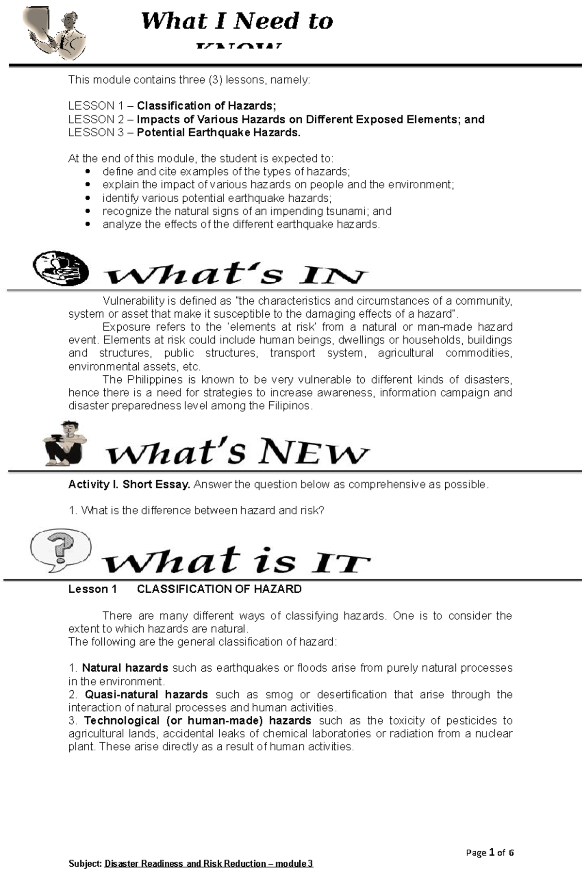 Disaster Readiness and Risk Reduction Module 3 - This module contains ...