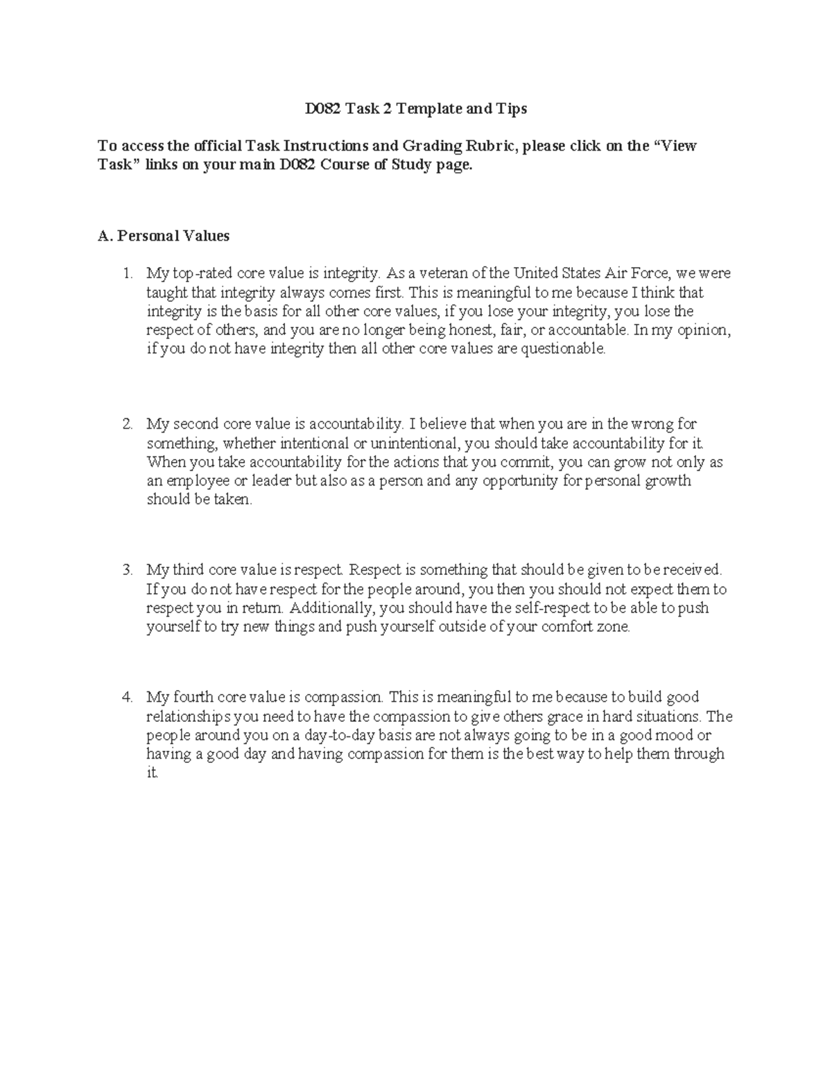 D082- Cultural and Emotional Intelligence- Task 2- PASS - D082 Task 2 Template and Tips To ...