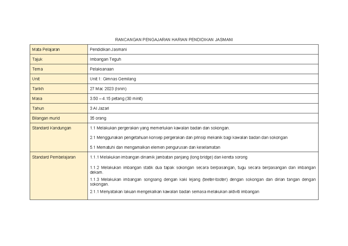 RPH PJ 3S (W1-1) - rph pendidikan jasmani - RANCANGAN PENGAJARAN HARIAN ...