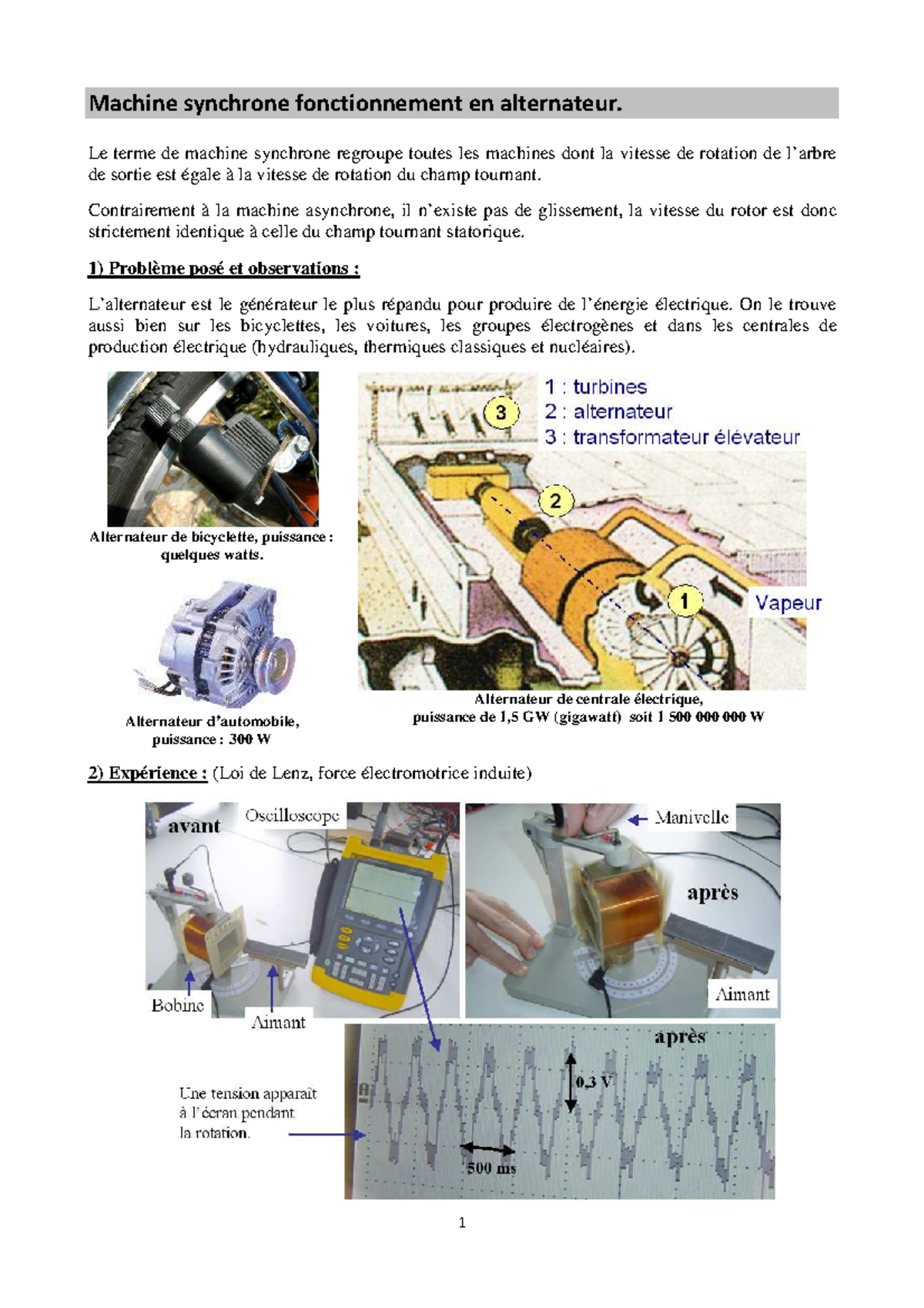 Machine synchrone fonctionnement en alternateur - Le terme de machine ...