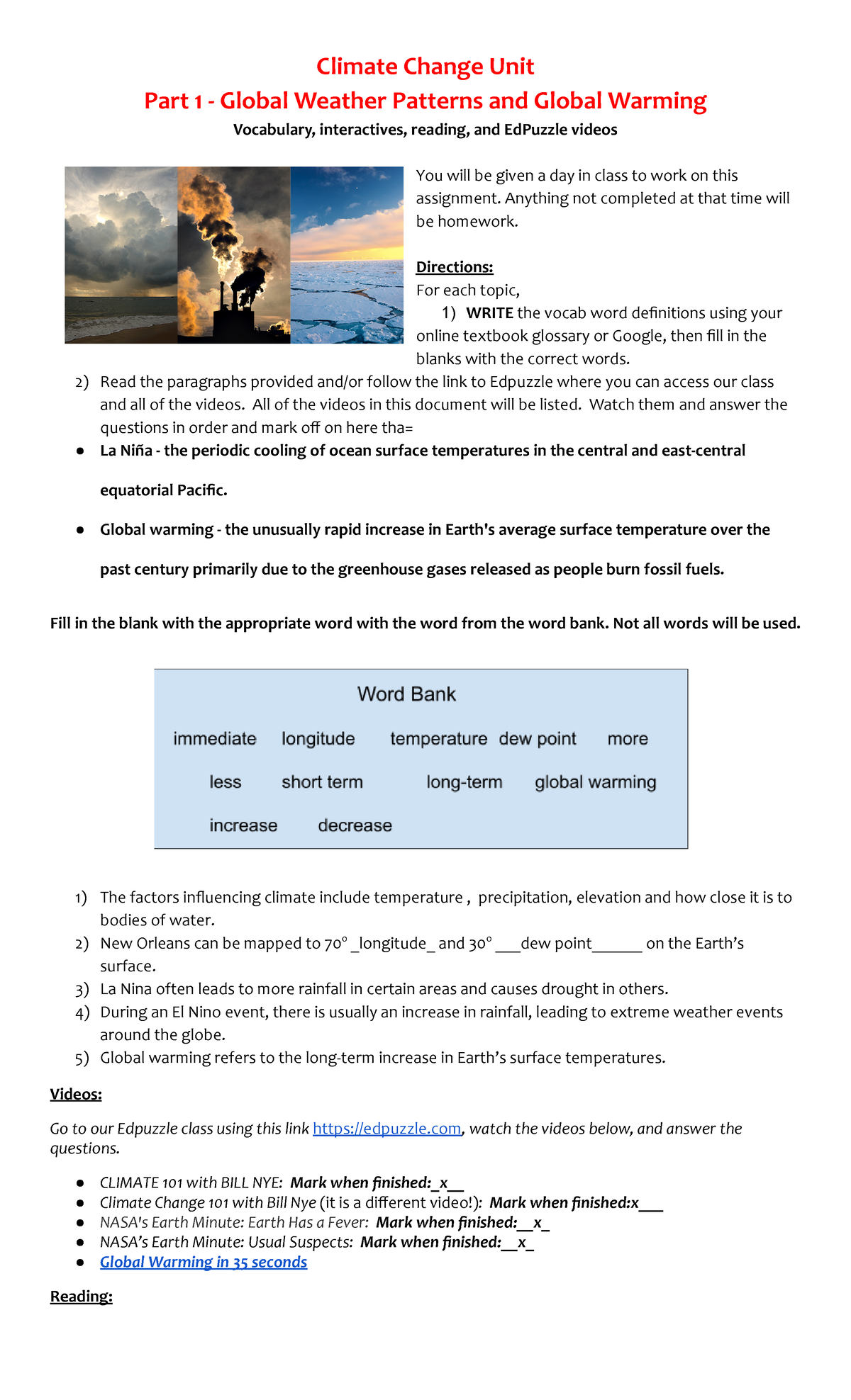 Copy of ES Climate Change Lab - Part 1 - Global Weather Patterns and ...