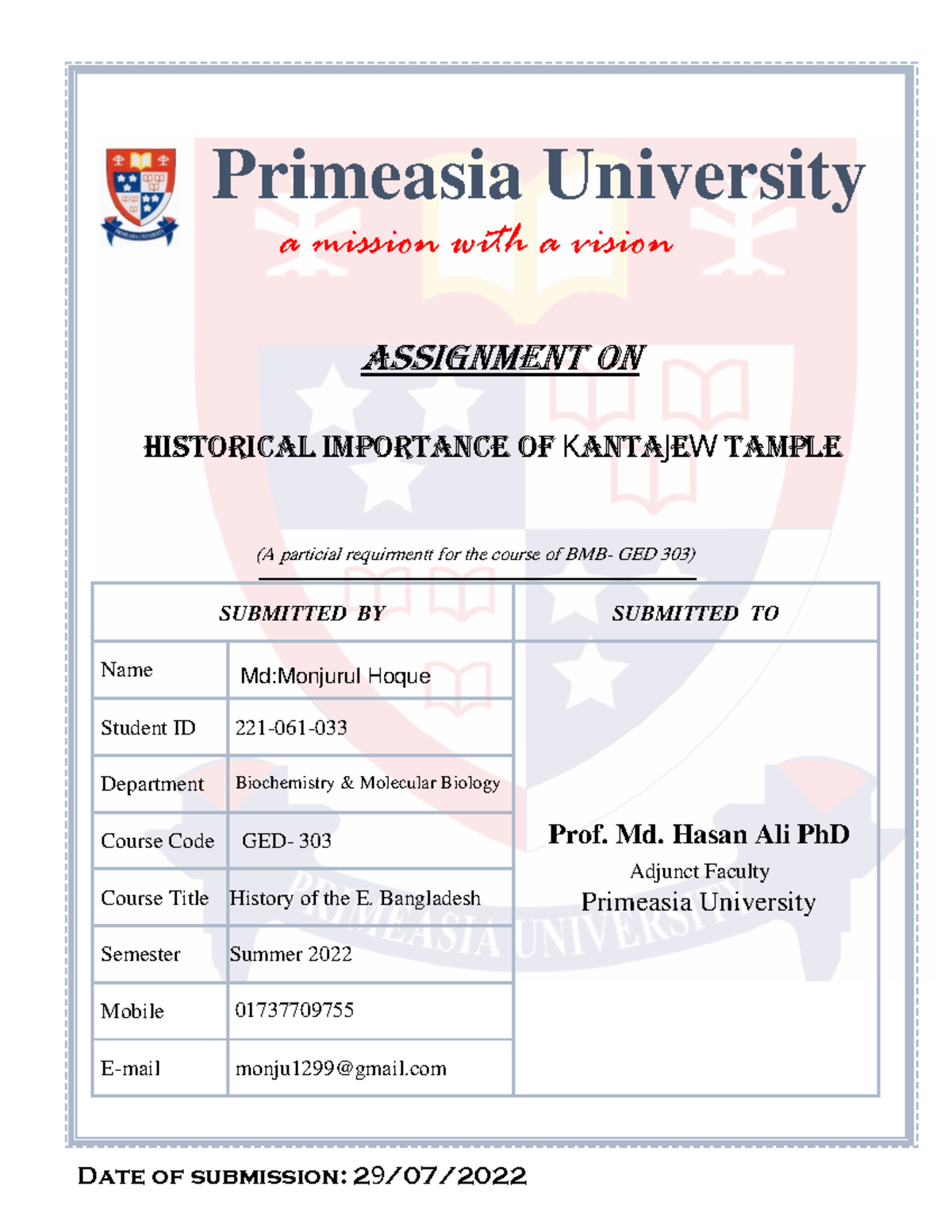 Ishrat Assignment PHN - lygvf8yivbhj; - Primeasia University a mission with a vision SUBMITTED ...