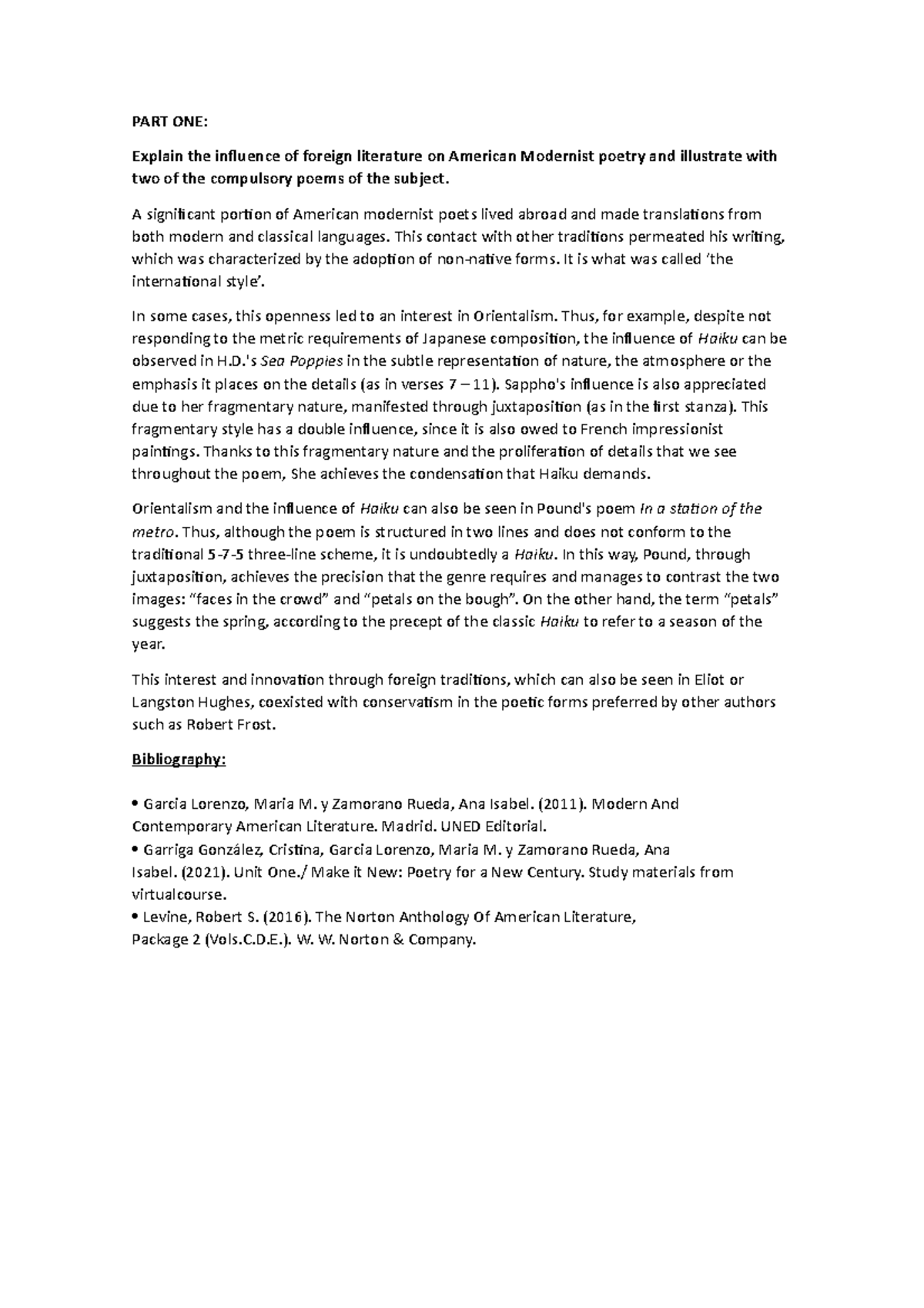 PEC PART ONE 22-23 - PART ONE: Explain the influence of foreign ...